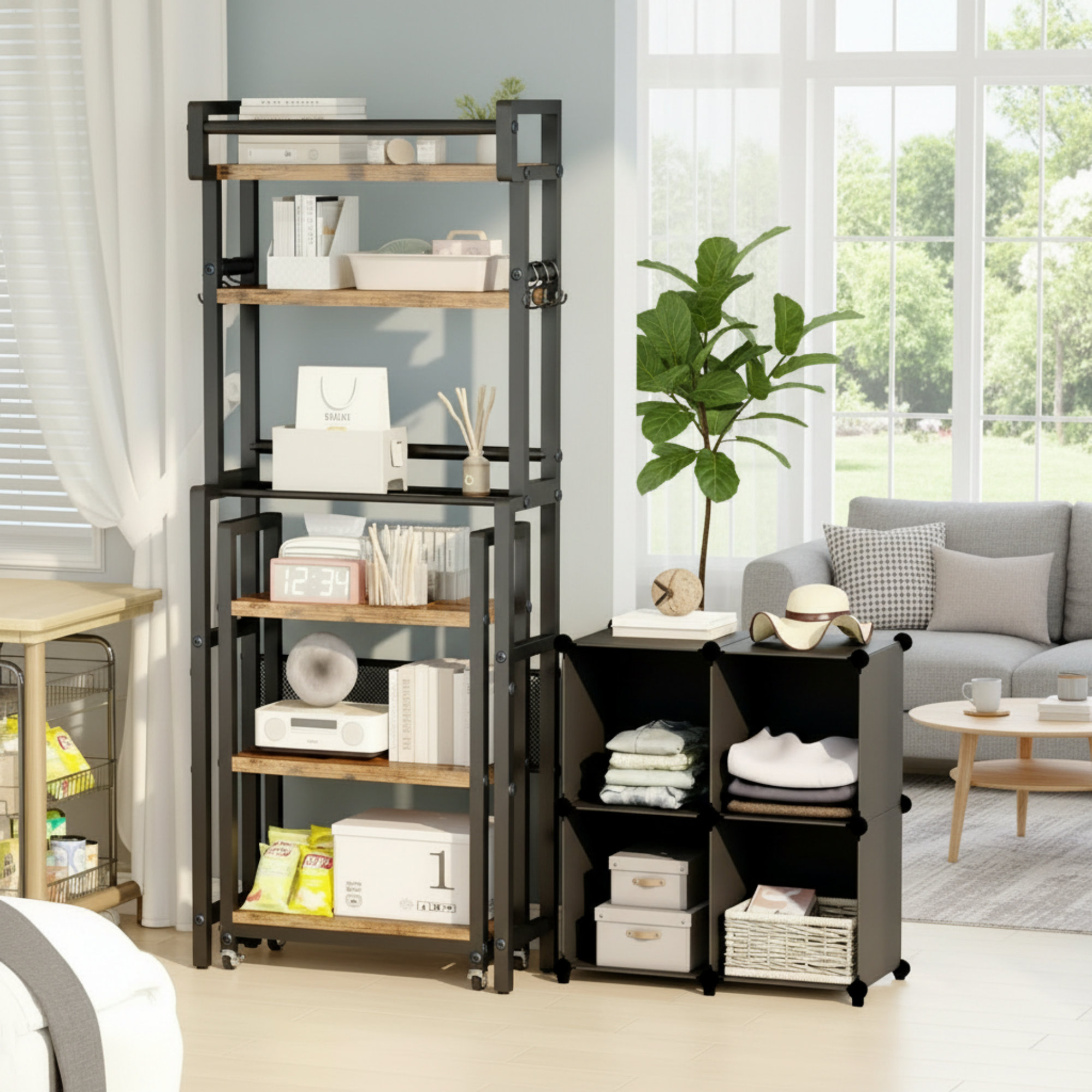 Rebrilliant White 6-Tier Toilet Overhead Shelf With Freestanding ...