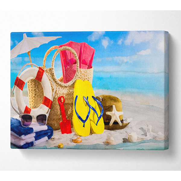 House of Hampton On The Beach Fun Canvas Watercolour | Wayfair.co.uk