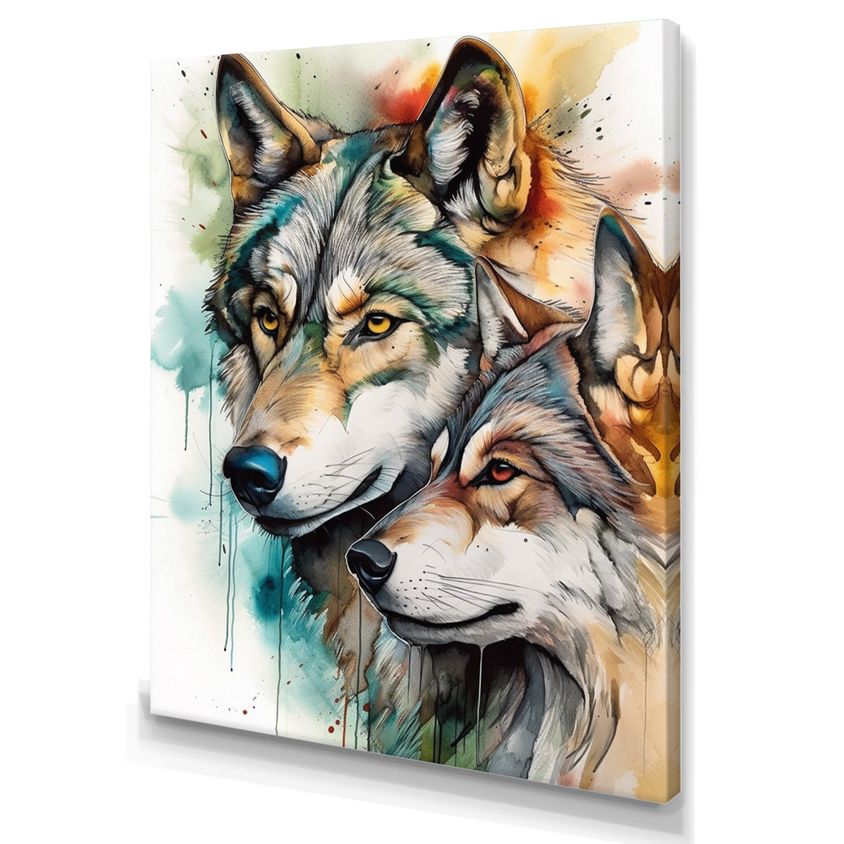 Millwood Pines Wolves Portrait Watercolor1 - Animals Wolf Wall Art ...
