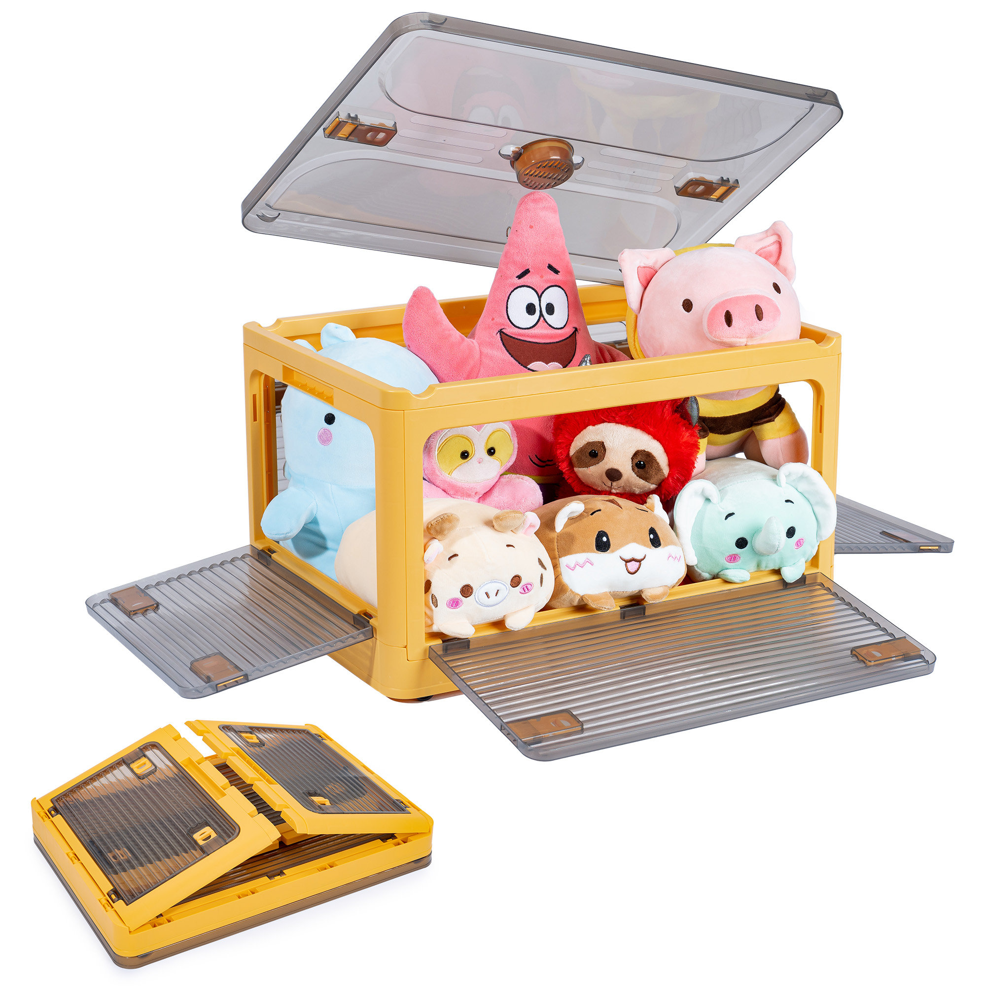 Ebern Designs Collapsible Storage Box Bin, 5 Side Clear Open Access ...