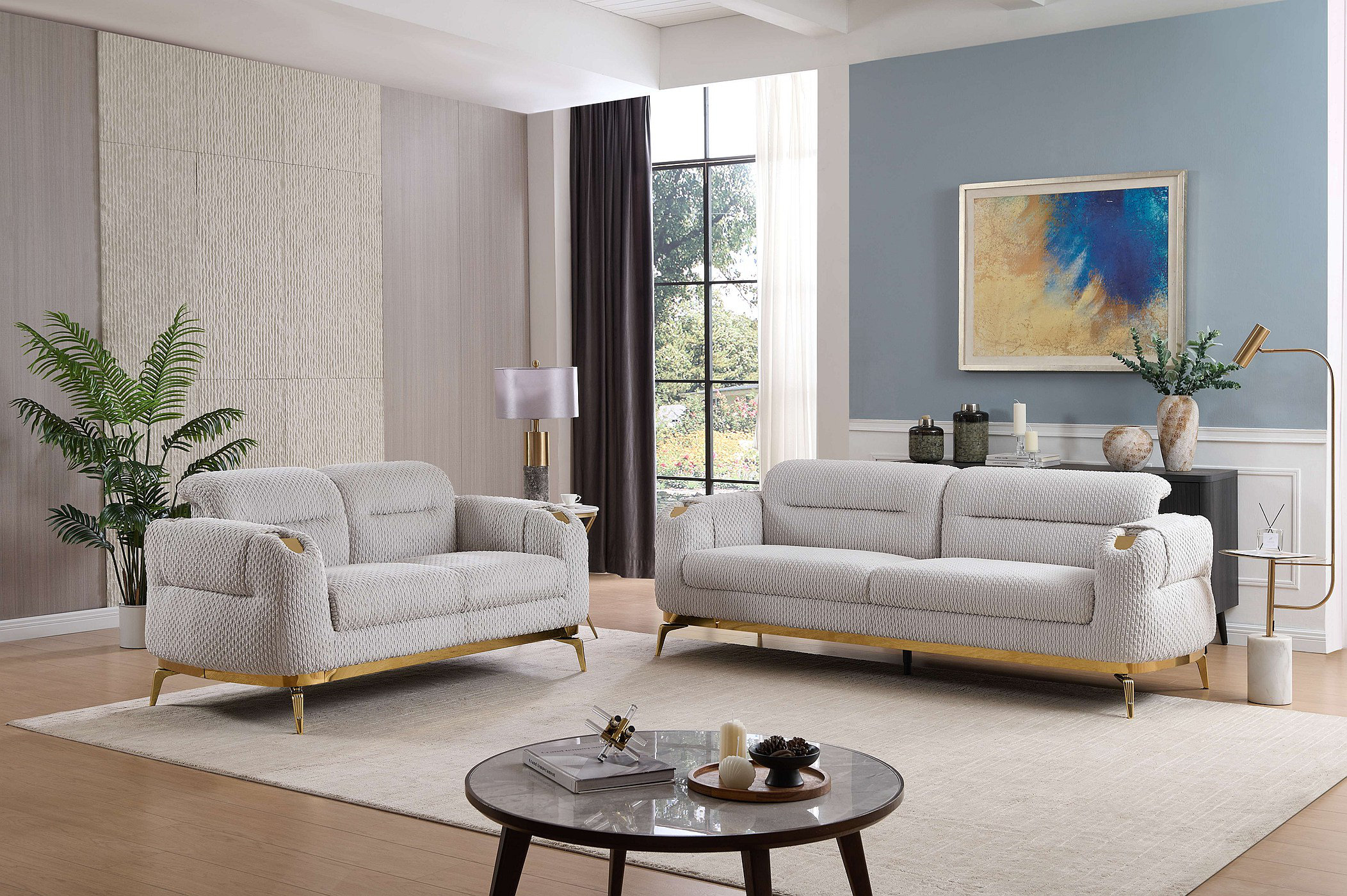 Wildon Home® Zoe Modern Style 2PC Living Room Set (Sofa + Loveseat ...