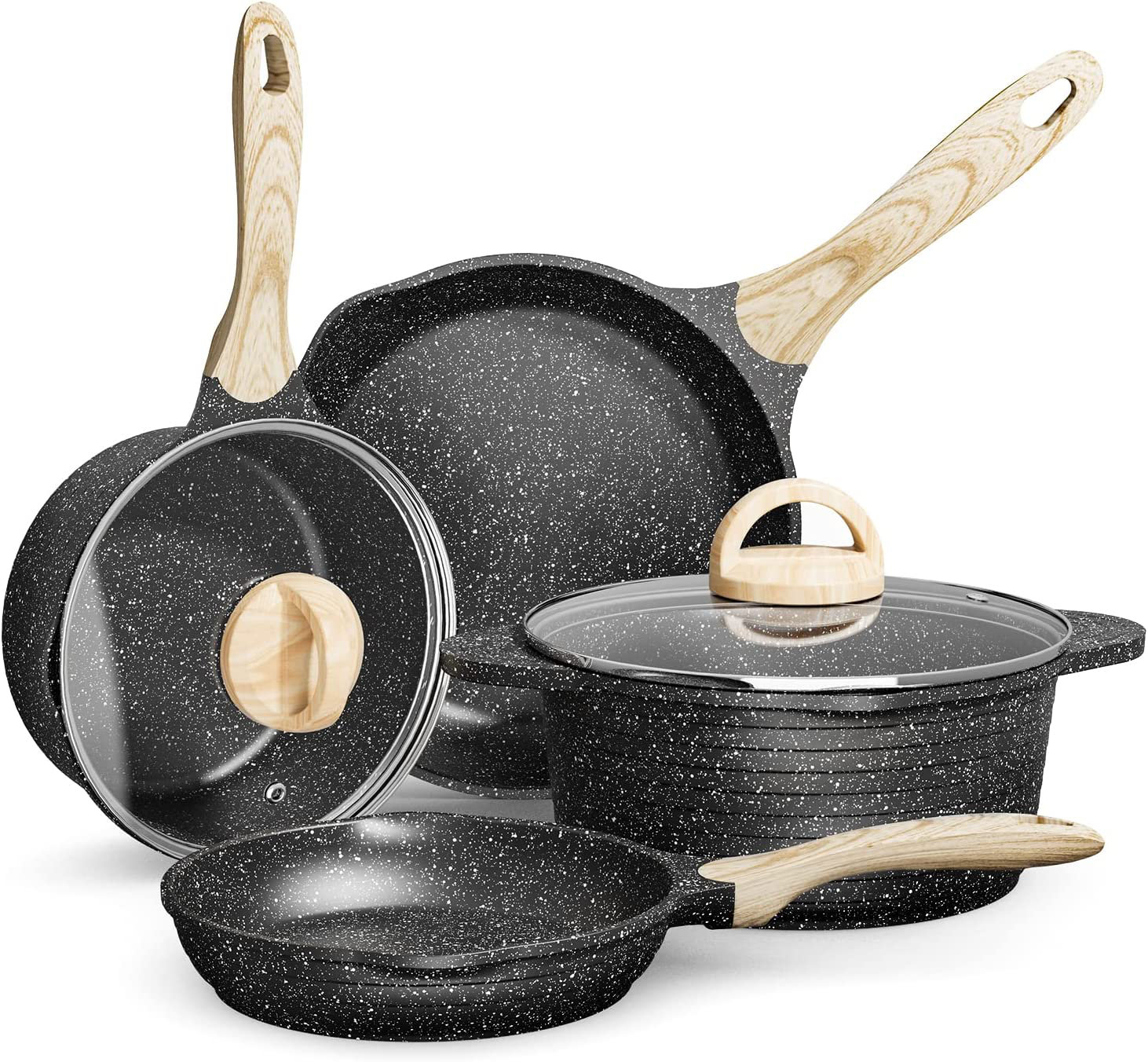 CG INTERNATIONAL TRADING Pots And Pans Set, Nonstick Granite Cookware ...