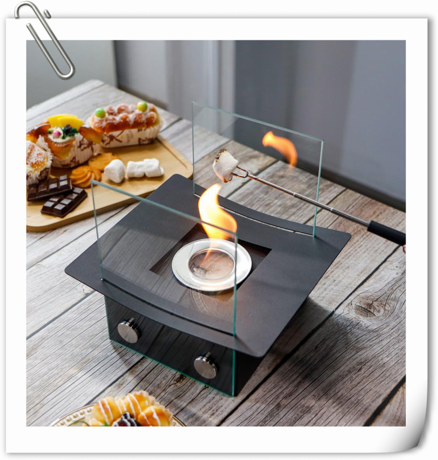 GLOBAL GIRLS LLC Tabletop Fire Tabletop Fireplace with Flame Guard ...