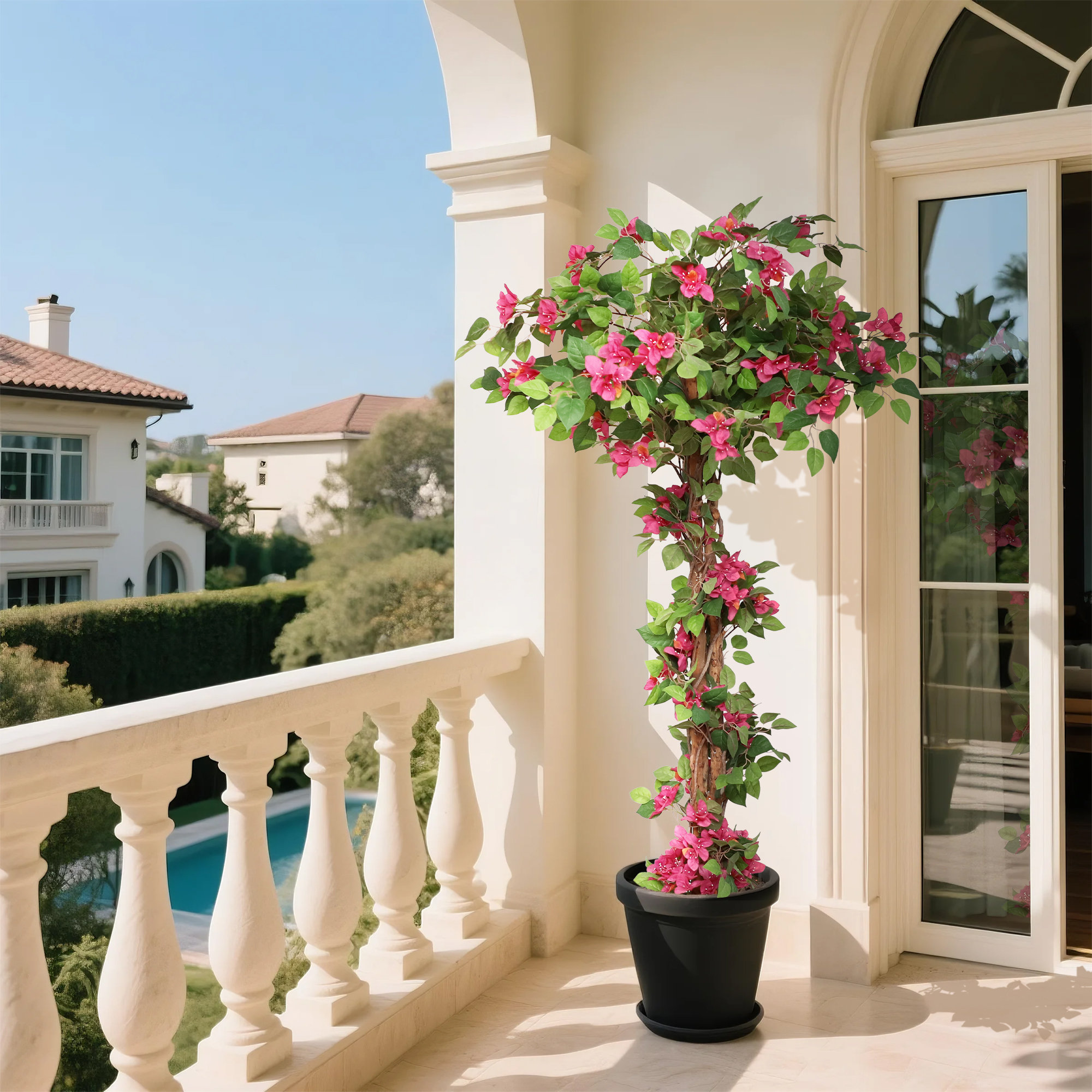 Primrue 63" Artificial Bougainvillea flowering Topiary Tree With Pot ...