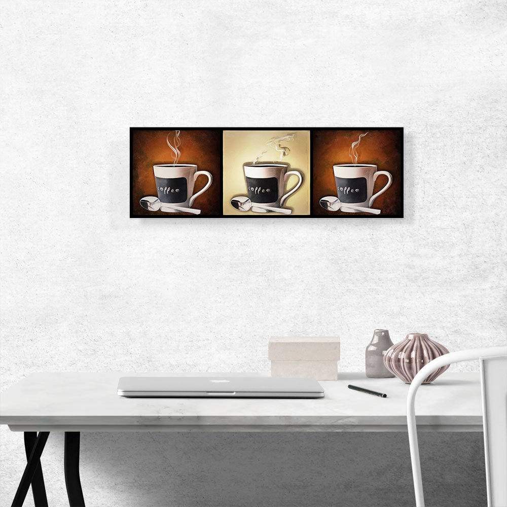 ARTCANVAS Cup of Coffee Home Decor - Wrapped Canvas Panoramic Painting ...
