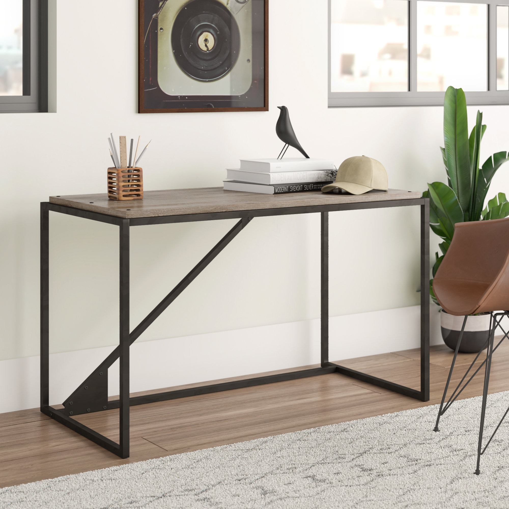 Inbox Zero Ovia Industrial Writing Desk & Reviews | Wayfair
