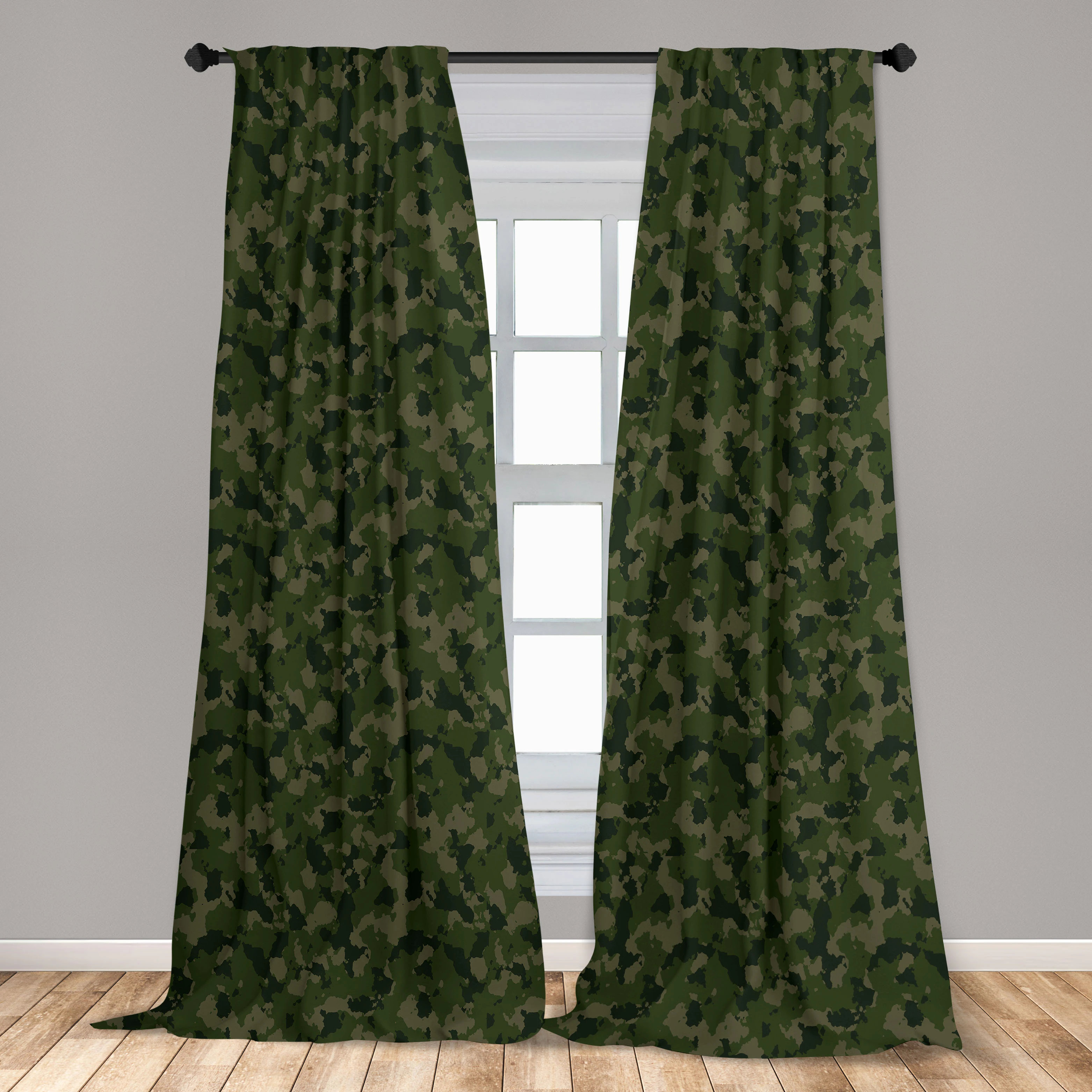 Ambesonne Camouflage Semi-Sheer Rod Pocket Curtain Panels | Wayfair