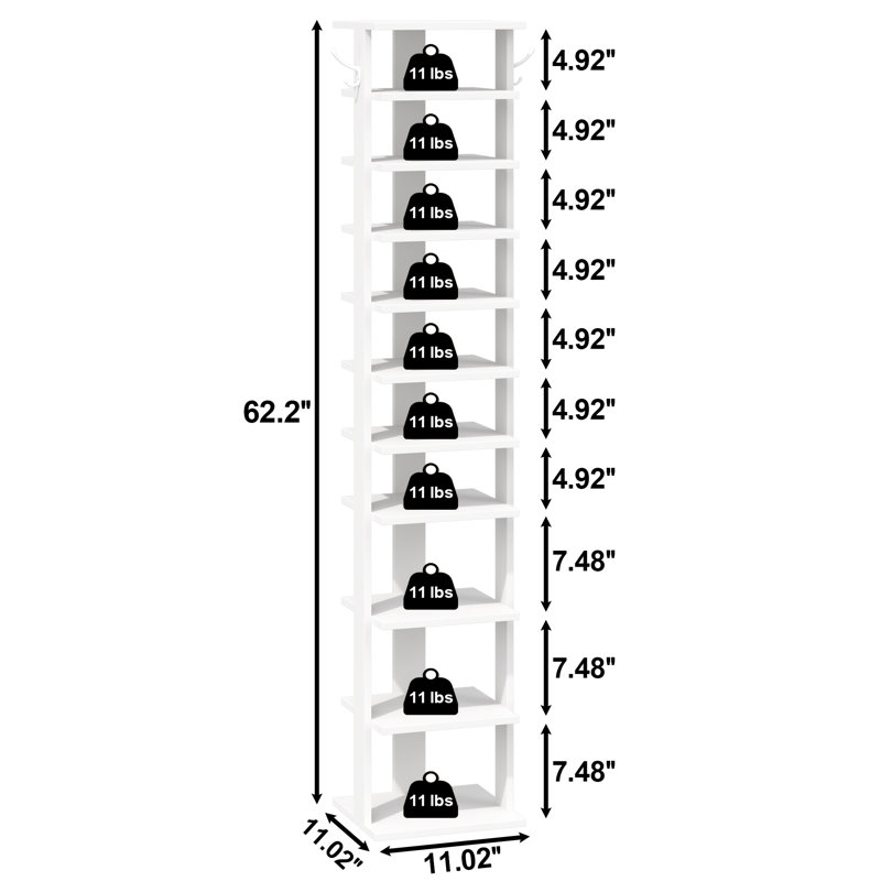 Latitude Run® 10 Tier Shoe Rack,Shoe Tower for Small Spaces & Reviews ...