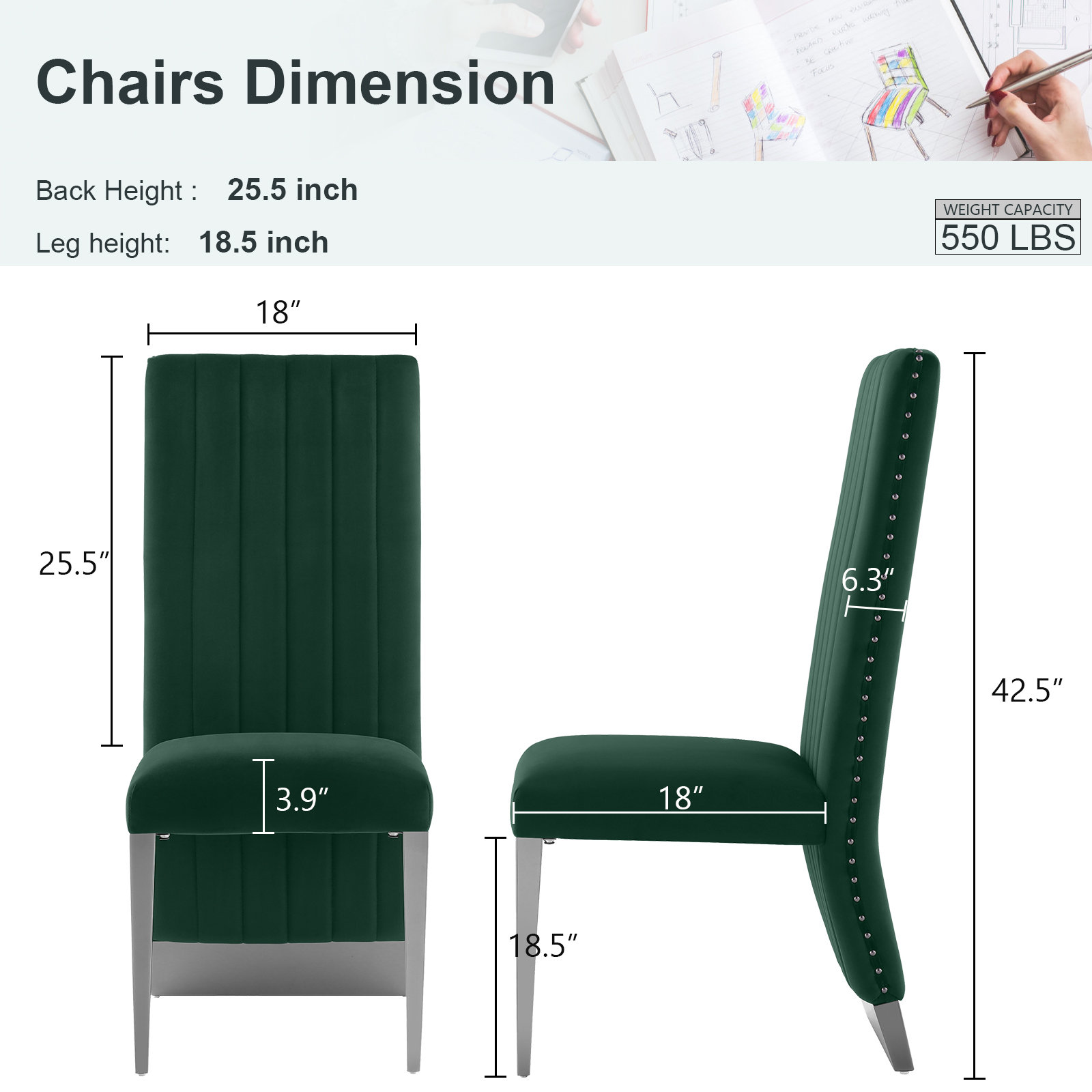 Rosdorf Park Indeigh Green Velvet Parsons Chairs | Wayfair