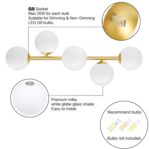 George Oliver Johnnell 5 - Light Dimmable Vanity Light & Reviews | Wayfair