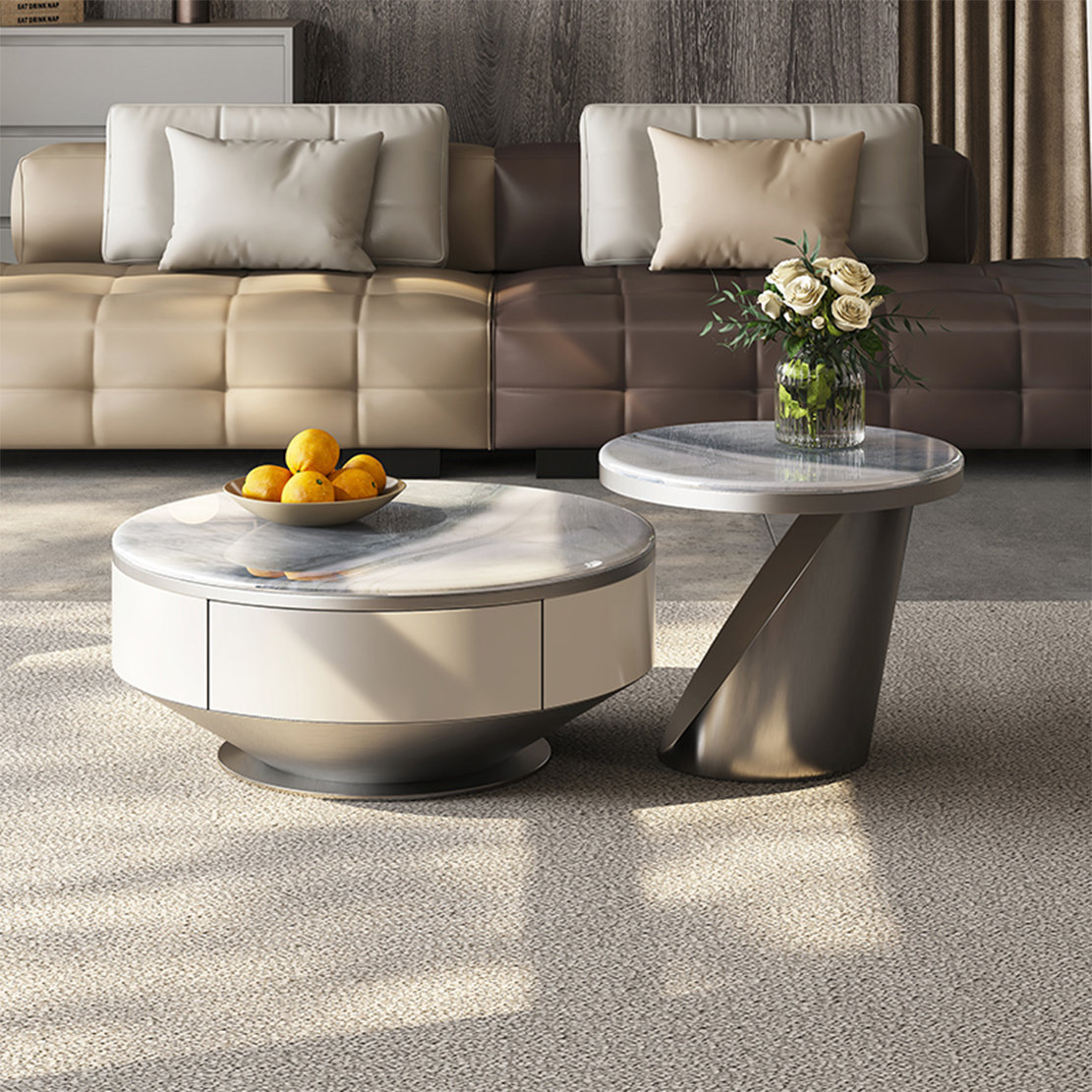 The Invincibles home Simple round microcrystalline stone coffee table ...