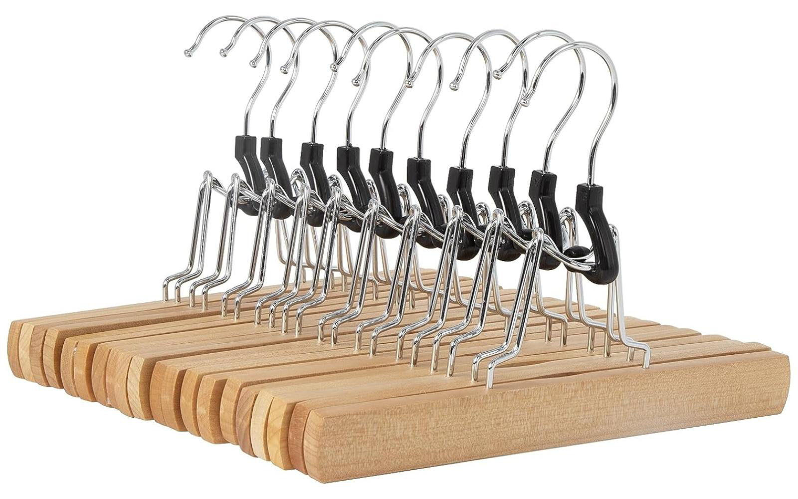 Rebrilliant Wooden Pants Hangers - Natural, 10-Pack | Wayfair