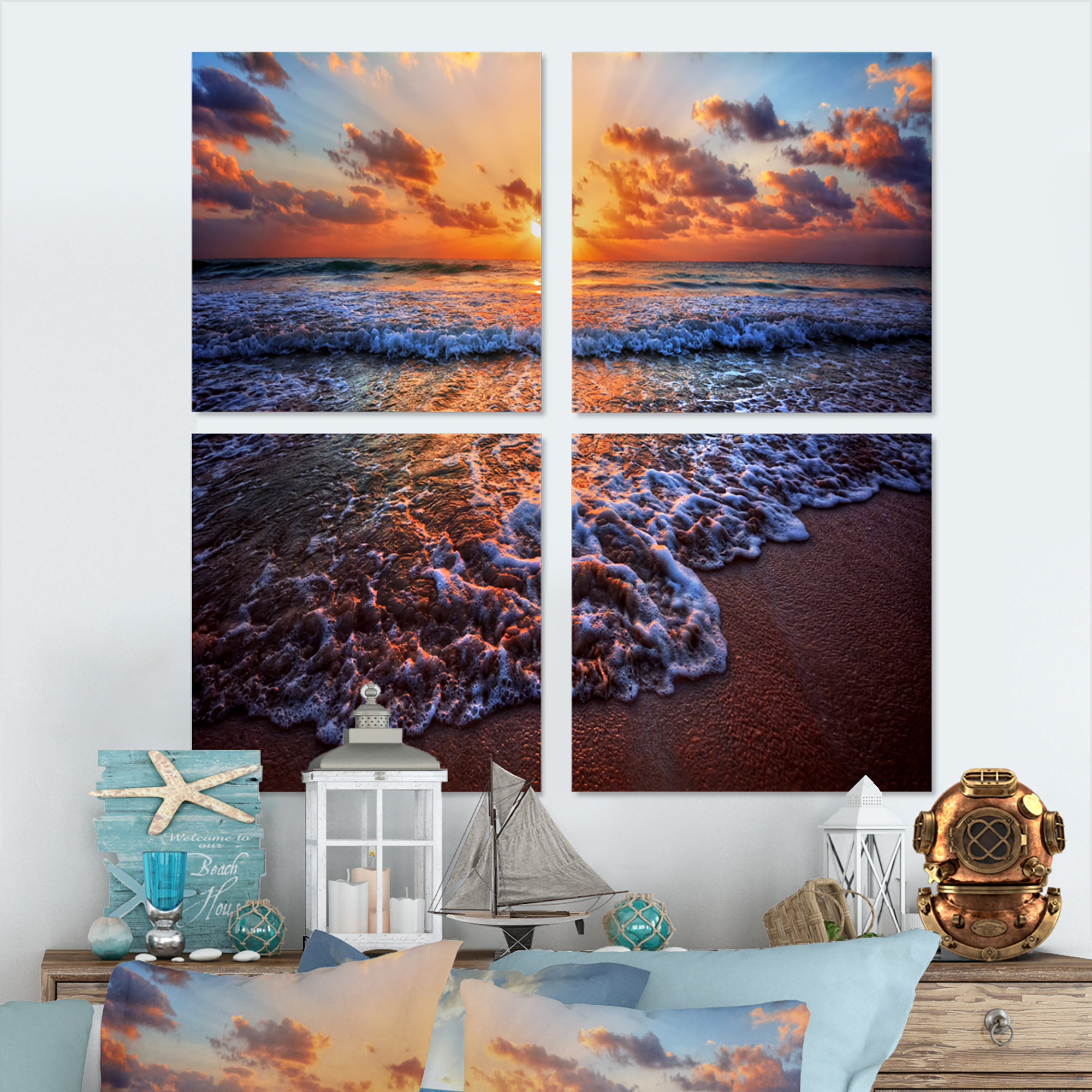 Rosecliff Heights Roaring Sea Wavers During Sunset - Sea & Shore Canvas ...