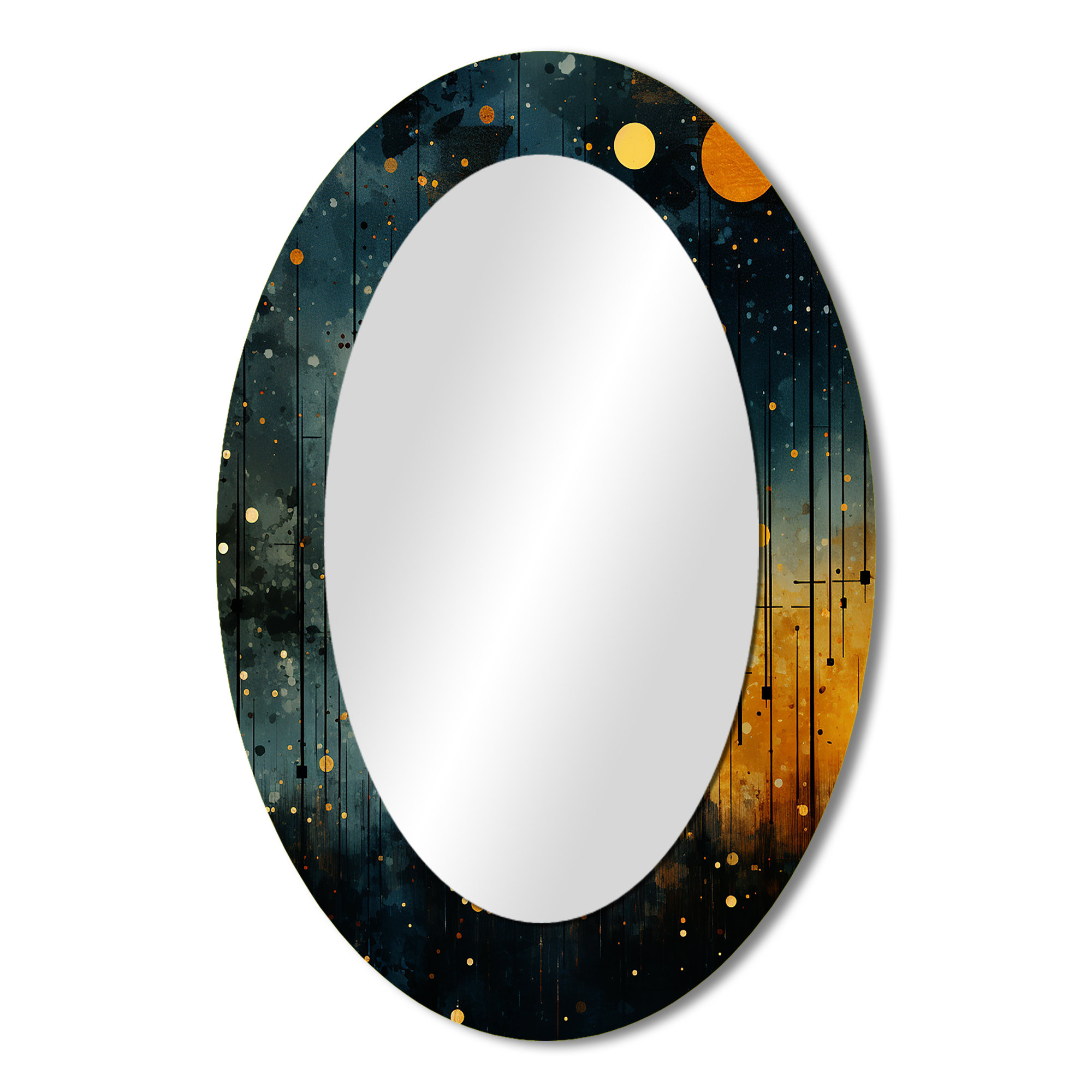 Dakota Fields Yellow Astral Murmurs Landscape - Modern Oval Wall Mirror ...