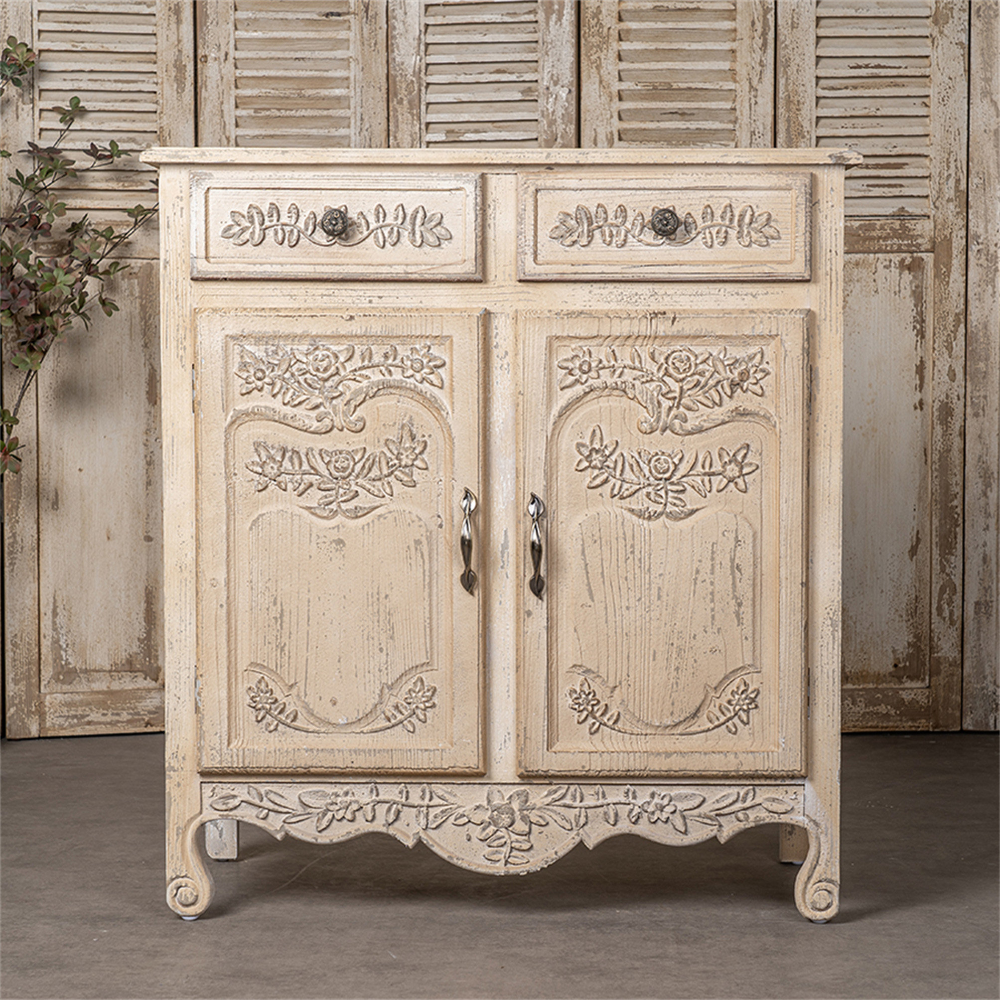 One Allium Way® Vintage Hand - Carved Wooden Cabinets For Entrance ...