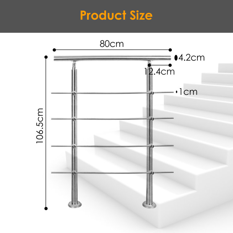 Vingo Stainless Steel Staircase Ramp With 4 Crossbars, Entry Balustrade ...