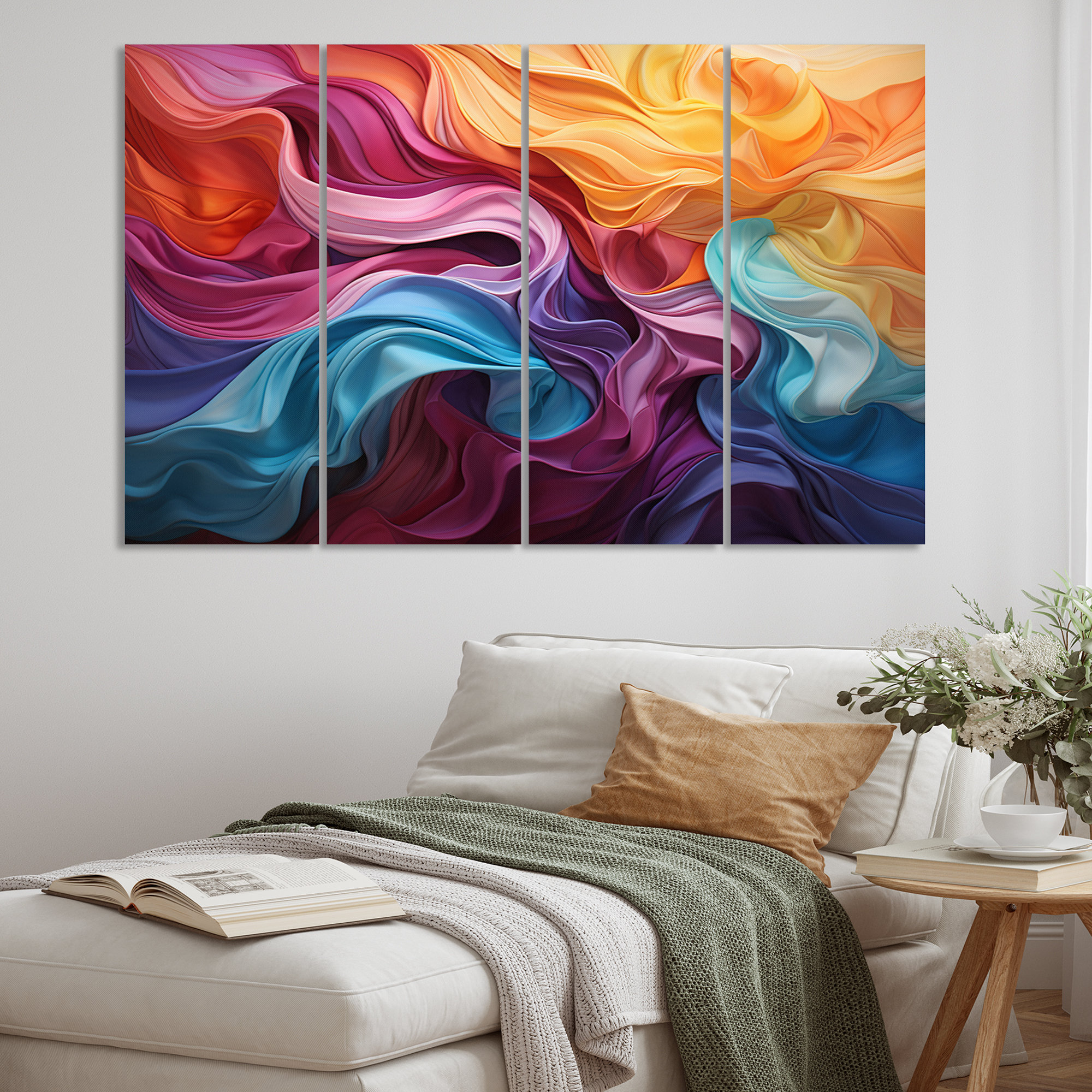 Ivy Bronx Opt Art Chromatic Swirls On Canvas 4 Pieces Print | Wayfair