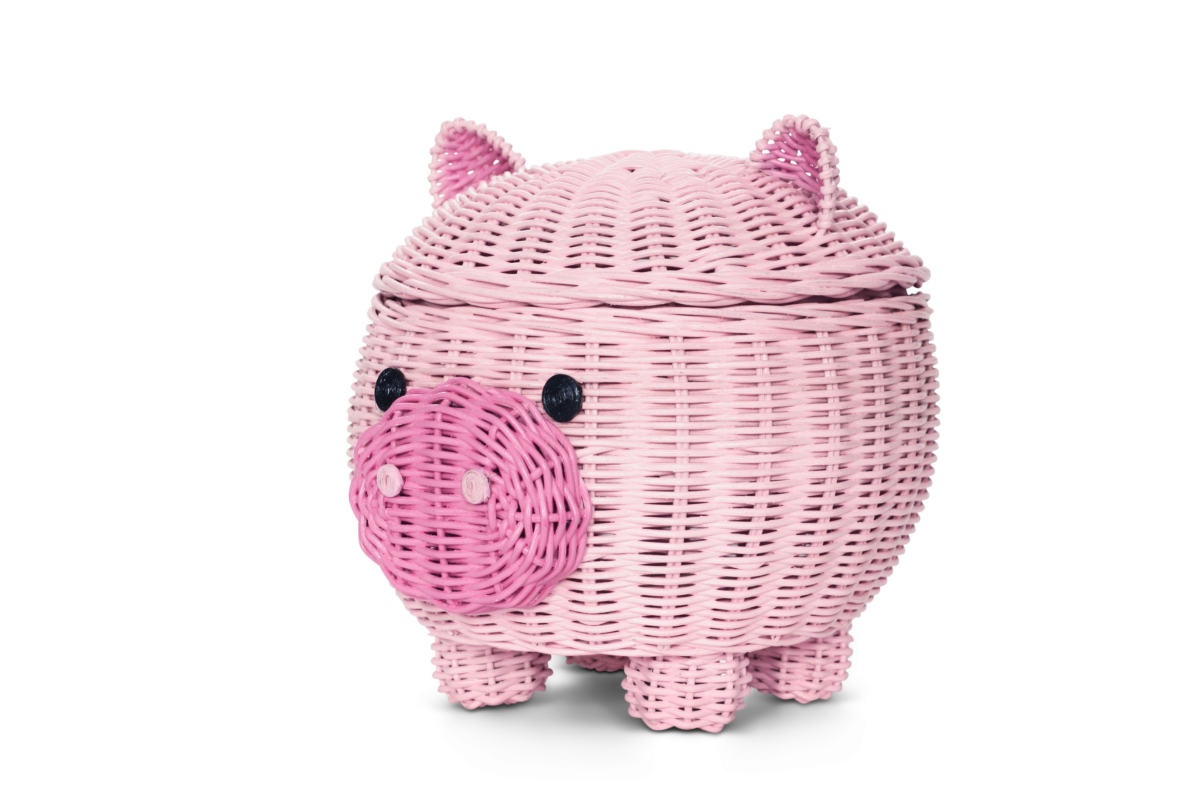 Sunside Sails Anzal Large Pig Rattan Storage Basket With Lid Hand Woven ...