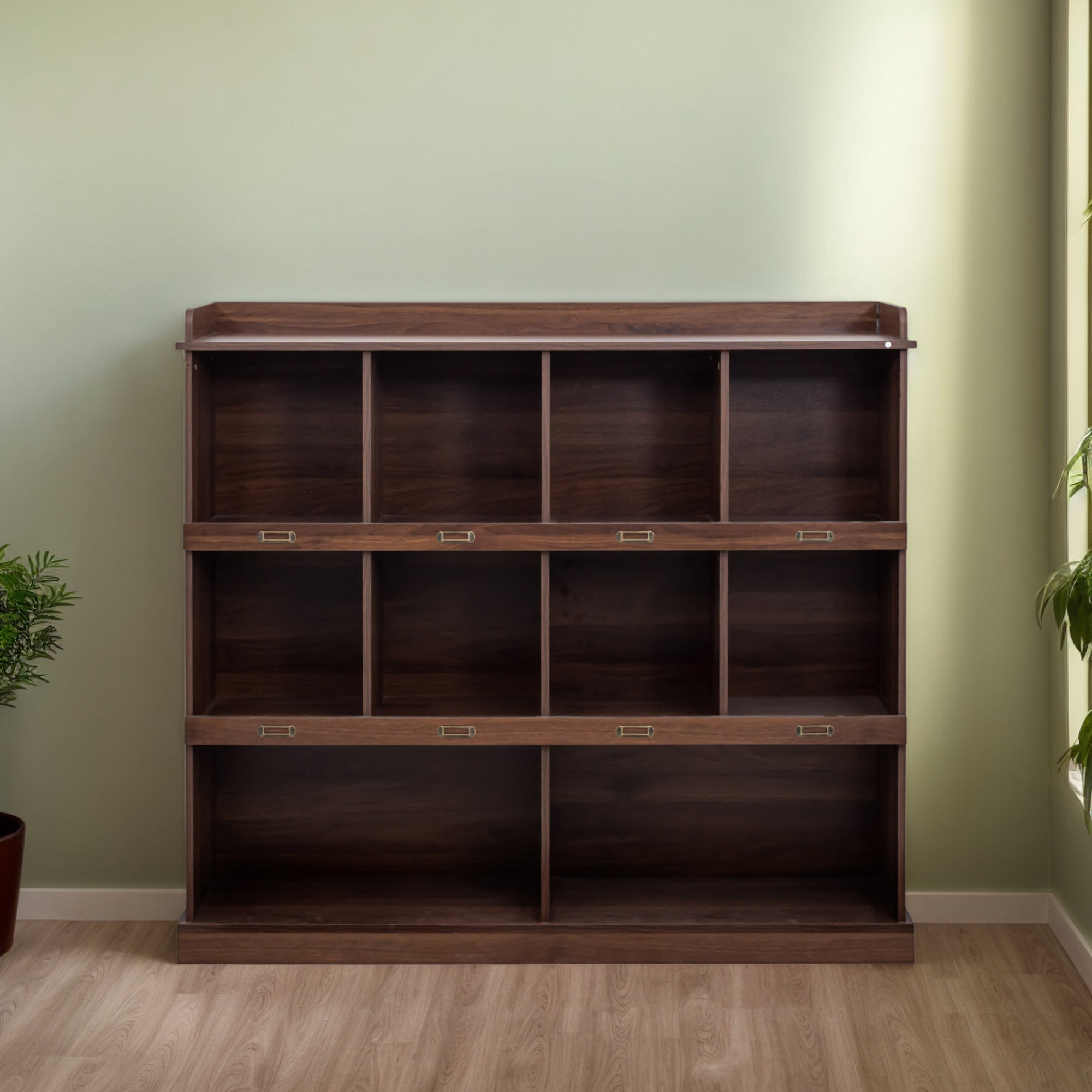 Lark Manor™ Vintage 10-Shelf Bookcase, Retro Wood Bookshelf ...