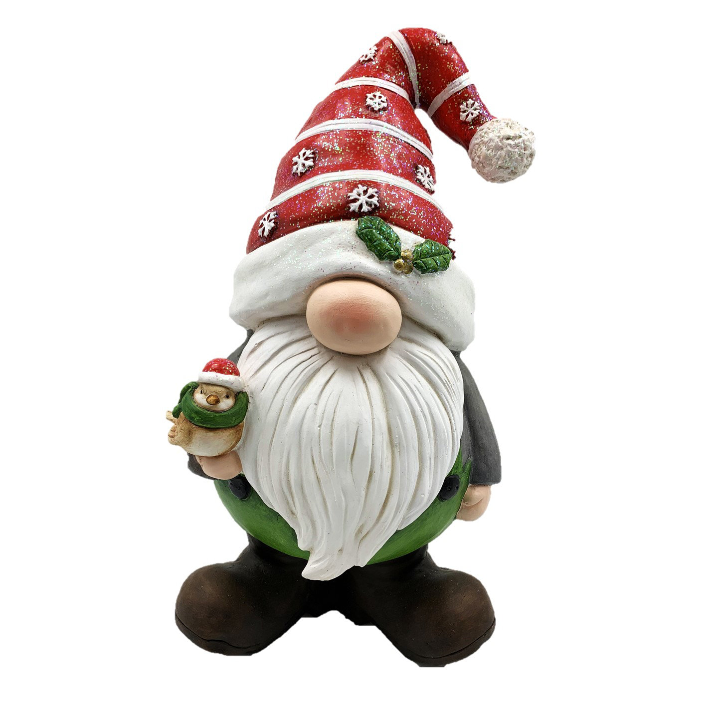 The Holiday Aisle® Christmas Garden Gnome Holding Bird with Red ...