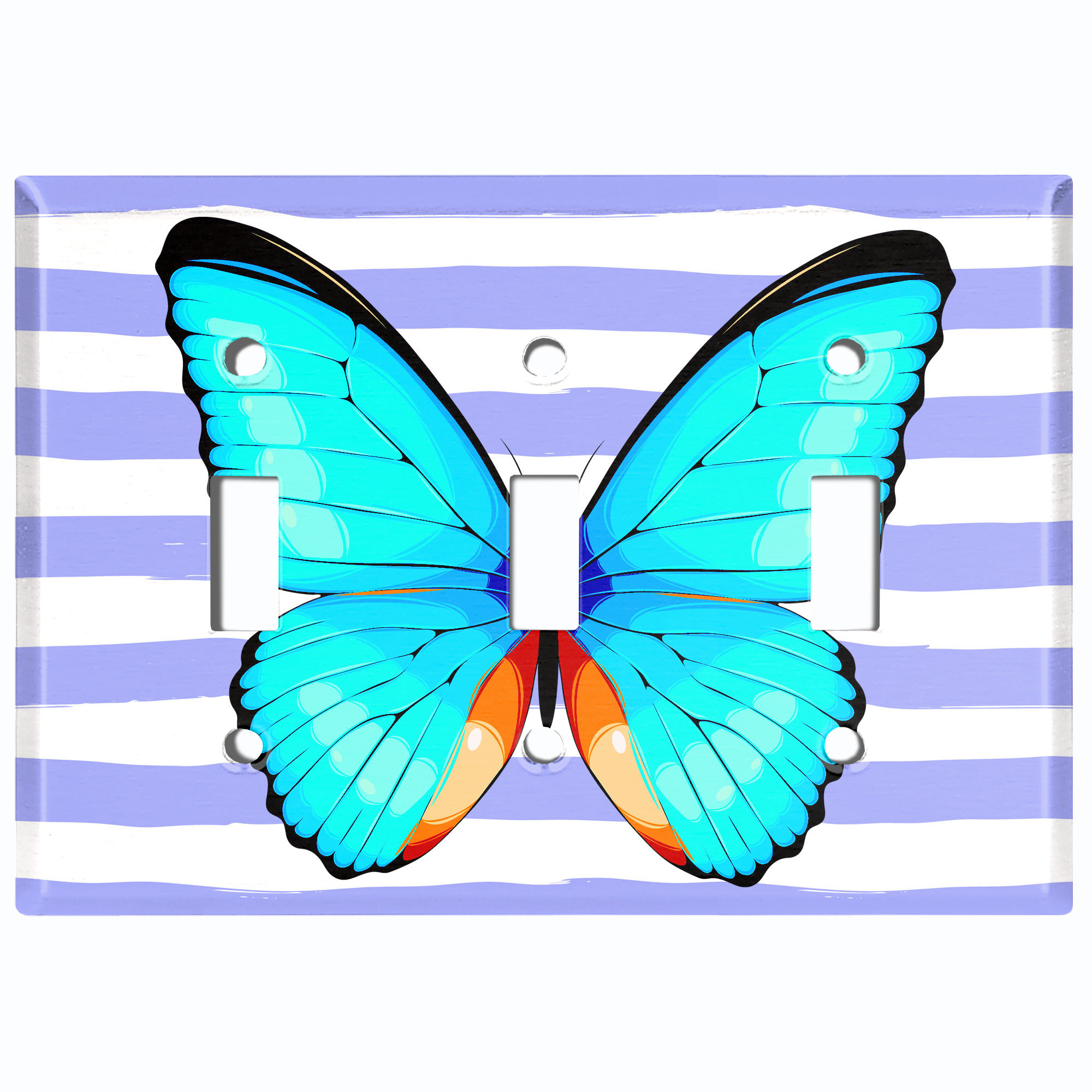 WorldAcc Metal Light Switch Plate Outlet Cover (Blue Butterfly Purple ...