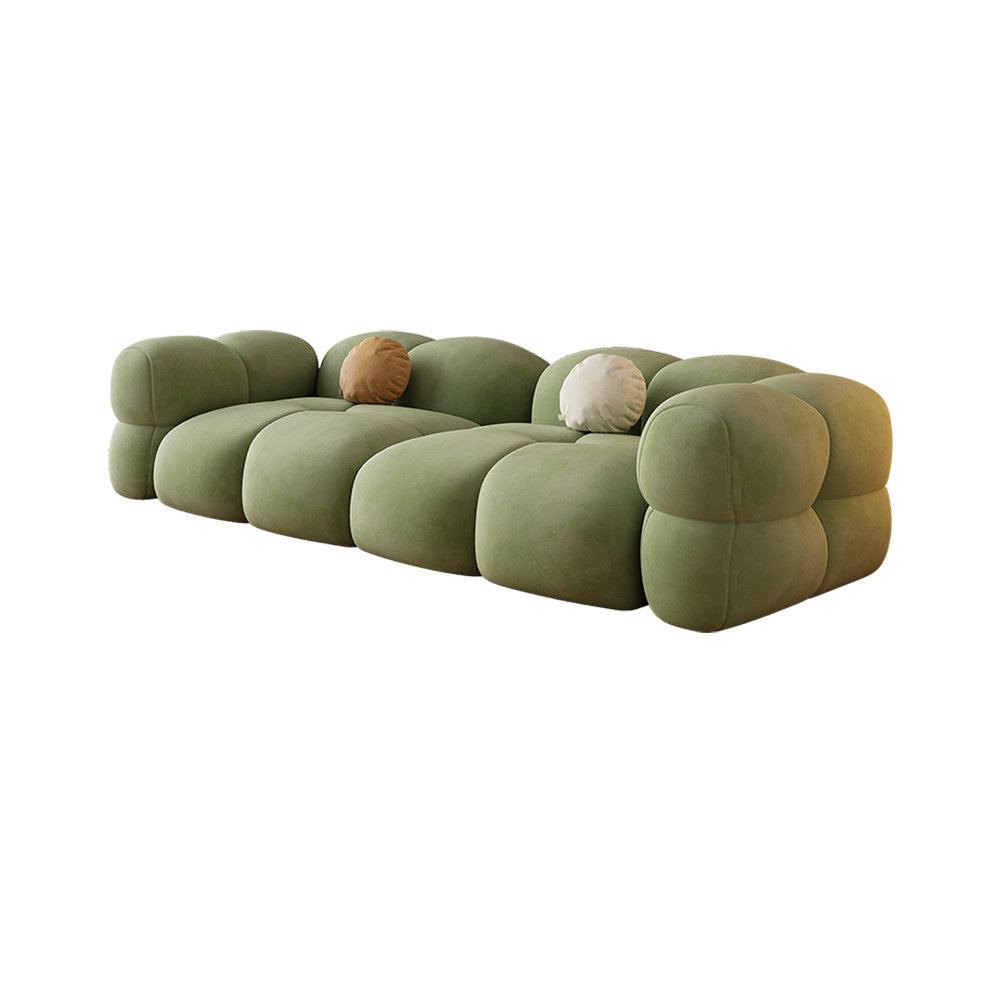 Romero Cream cloth living room in-line sofa | Wayfair