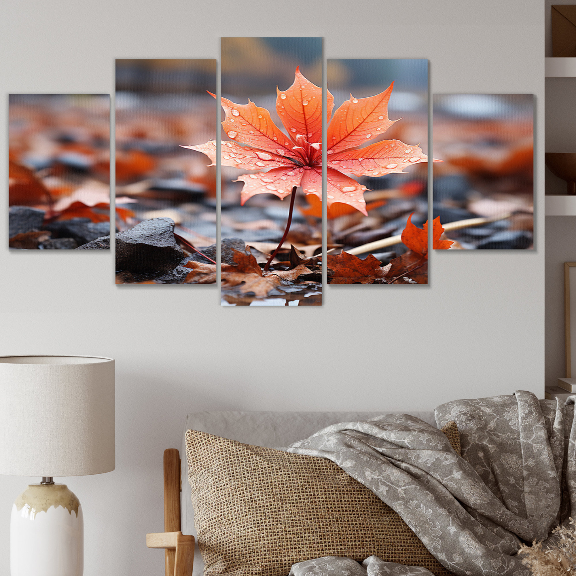 Design Art Coral Flower Autumn Radiance I - Floral Metal Wall Decor Set ...