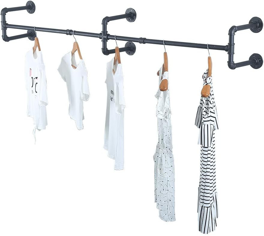 17 Stories Industrial Pipe Clothing Rack Wall Mounted,Vintage Garment ...