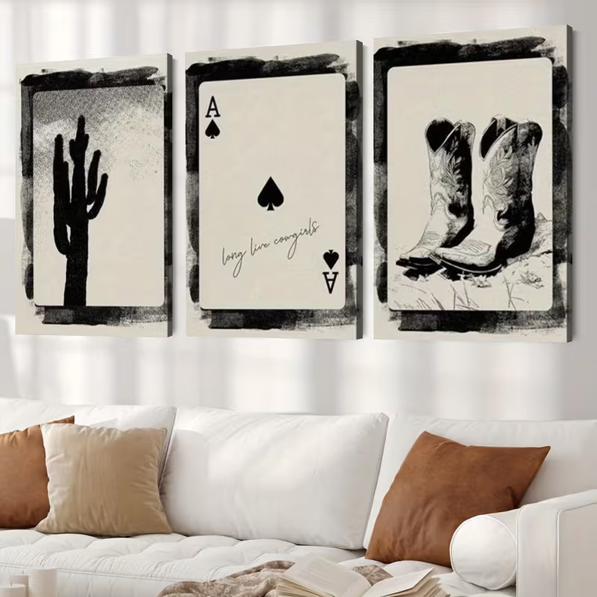 Lily Manor 40*30,3Pcs Framed - King Of Spades, Cactus Theme Canvas Wall ...