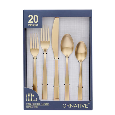 Ornative Flatware Lola 18/0 Stainless Steel 20 Pieces Flatware Set ...