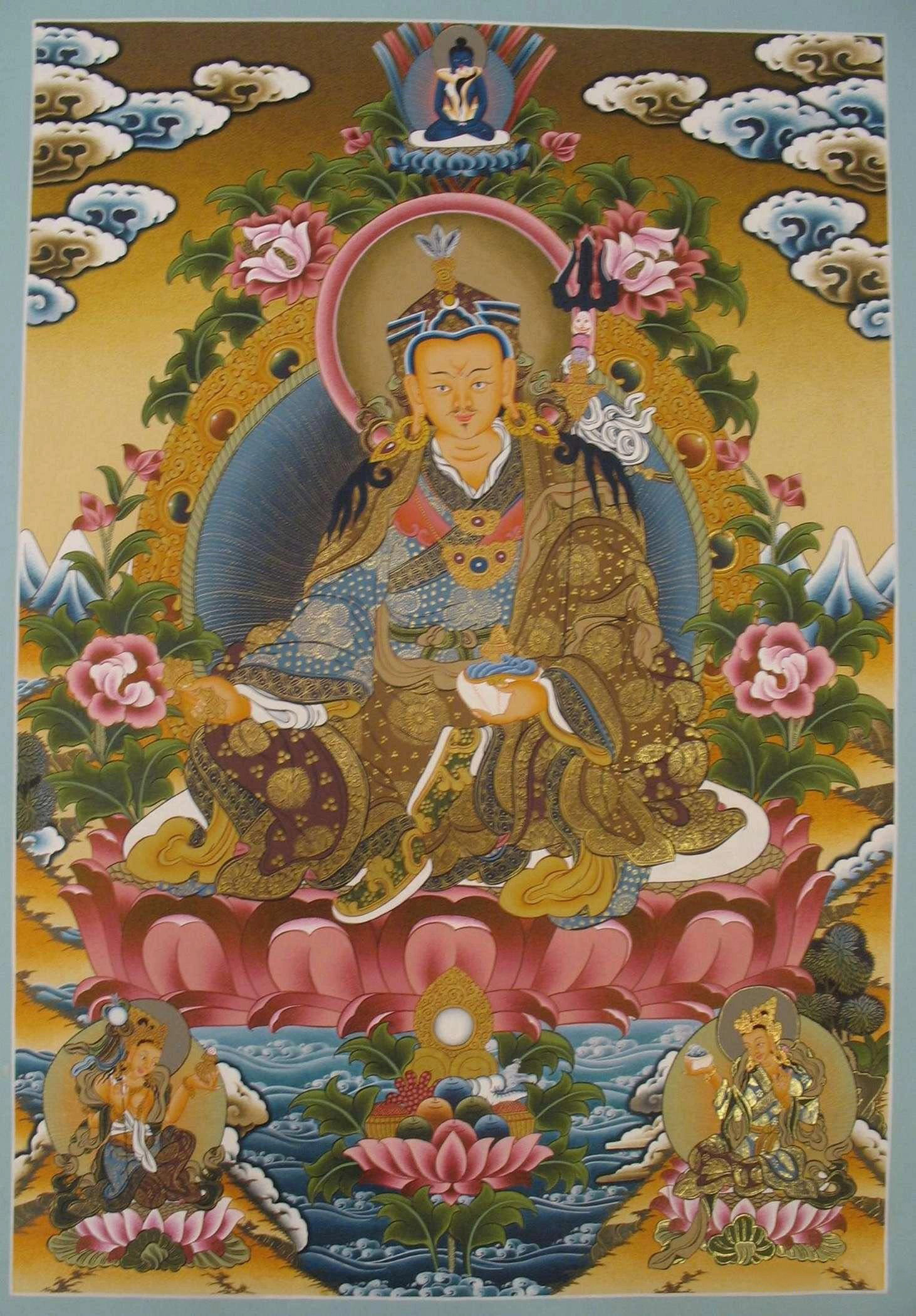 Exotic India Guru Rinpoche (Brocadeless Thangka) | 24 Carat Gold With ...