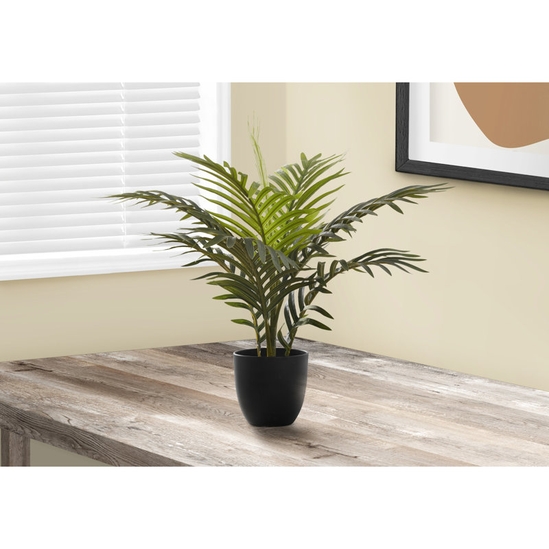 George Oliver 20" High Indoor Faux , Leaves In Black Pot Ornamental ...