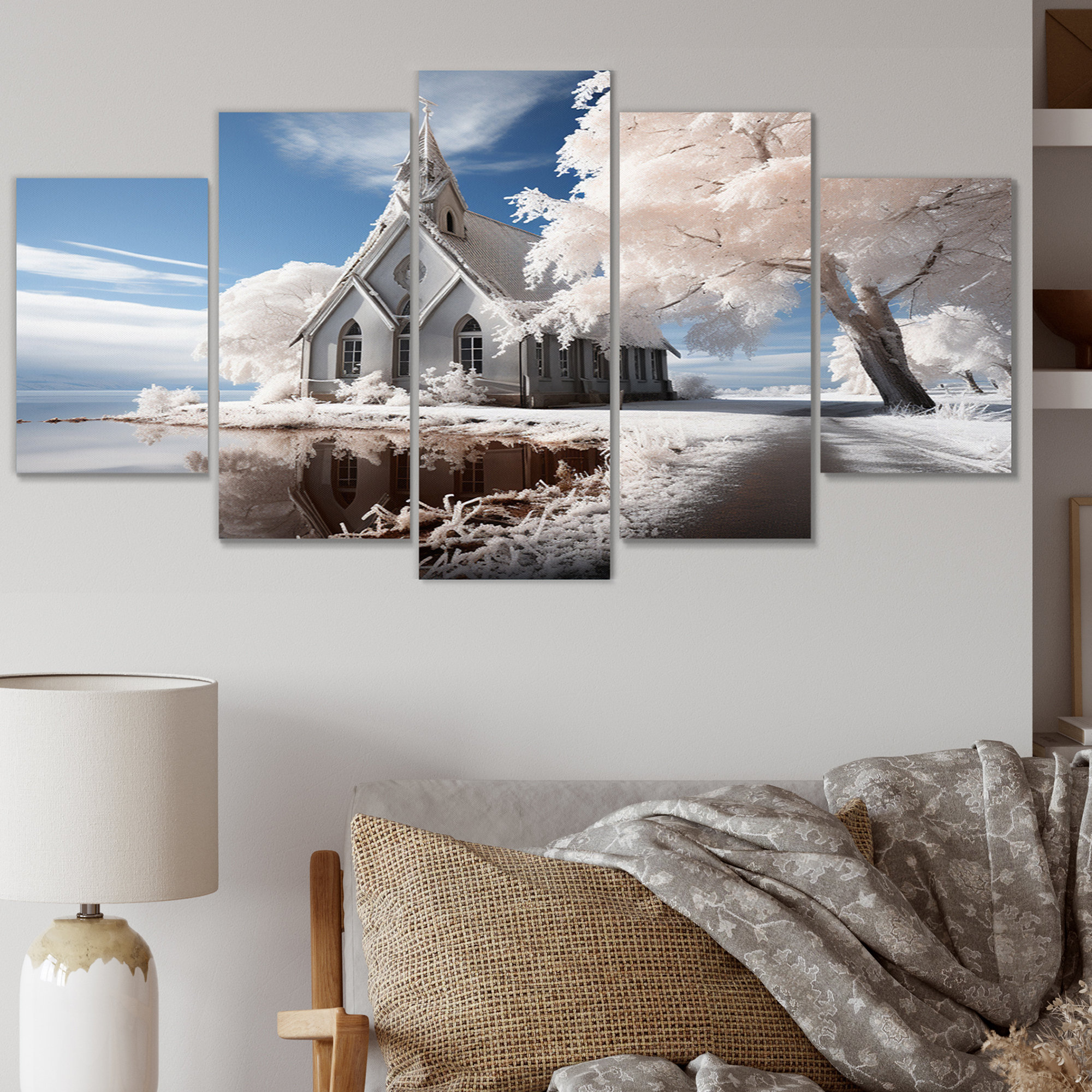 Design Art Church Landscape Divine Grace - Spiritual Metal Wall Art Set ...