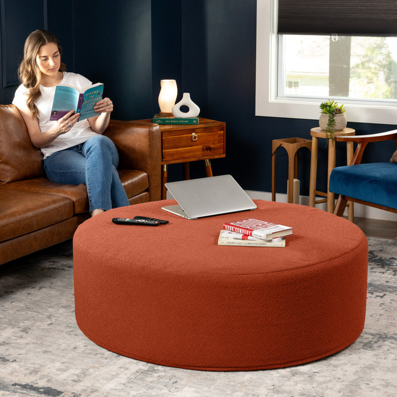 Latitude Run® Natacia Round Couch Ottoman – Oversized Giant Coffee ...