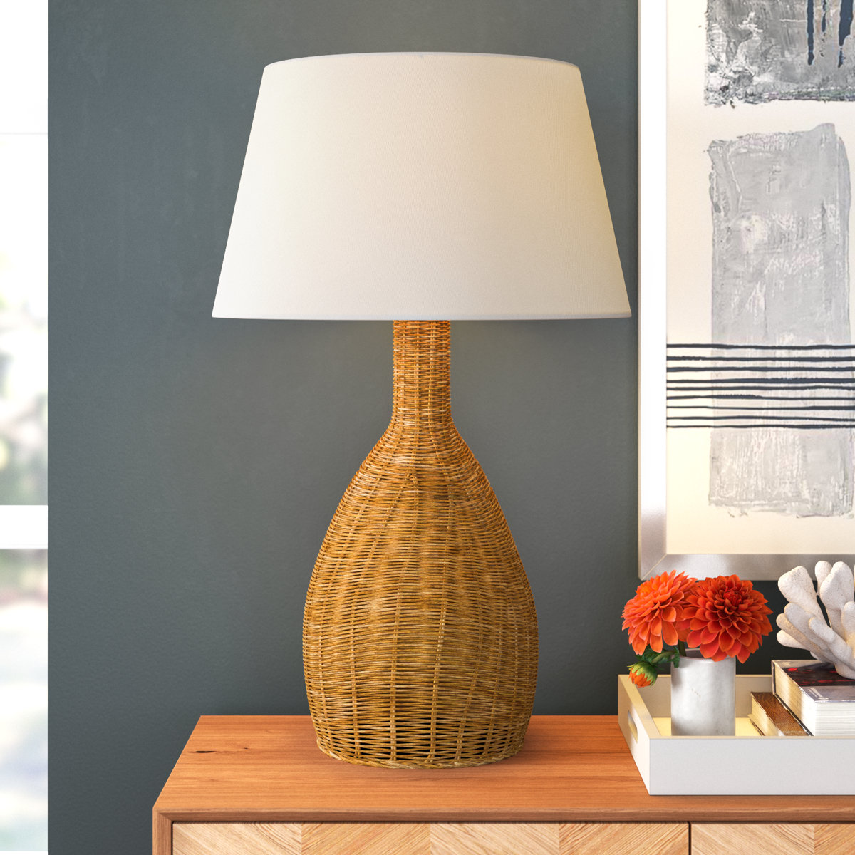 Joss & Main Dehn Wicker/Rattan Table Lamp | Wayfair