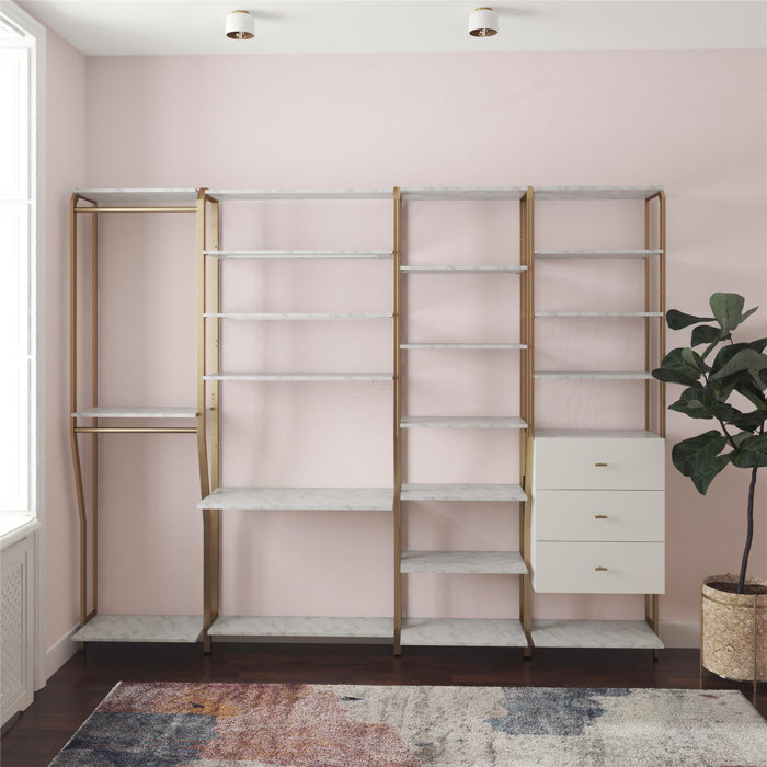 CosmoLiving by Cosmopolitan Gwyneth Closet - Shelves, White Marble ...