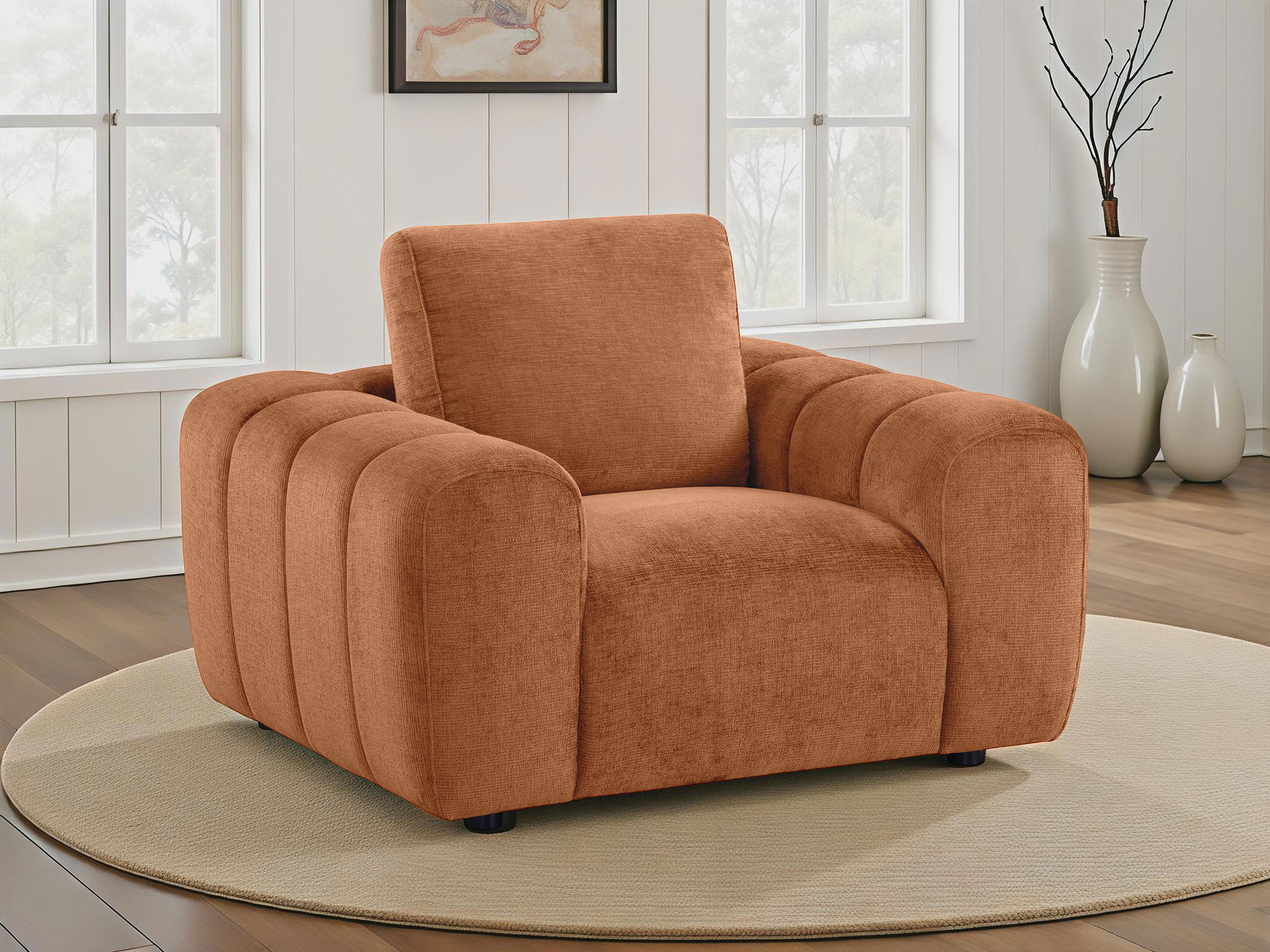 Latitude Run® Bantry Chenille Upholstered Accent Chair Burnt Orange ...