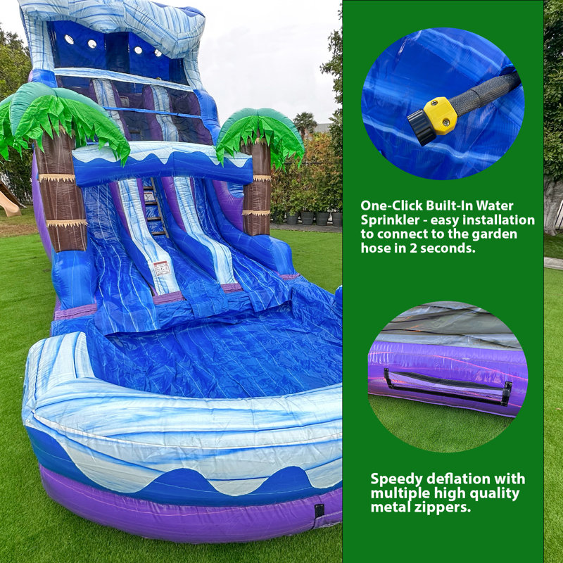 XJUMP 17 FT Surf Beach Commercial Grade Water Slide (with Blower and ...