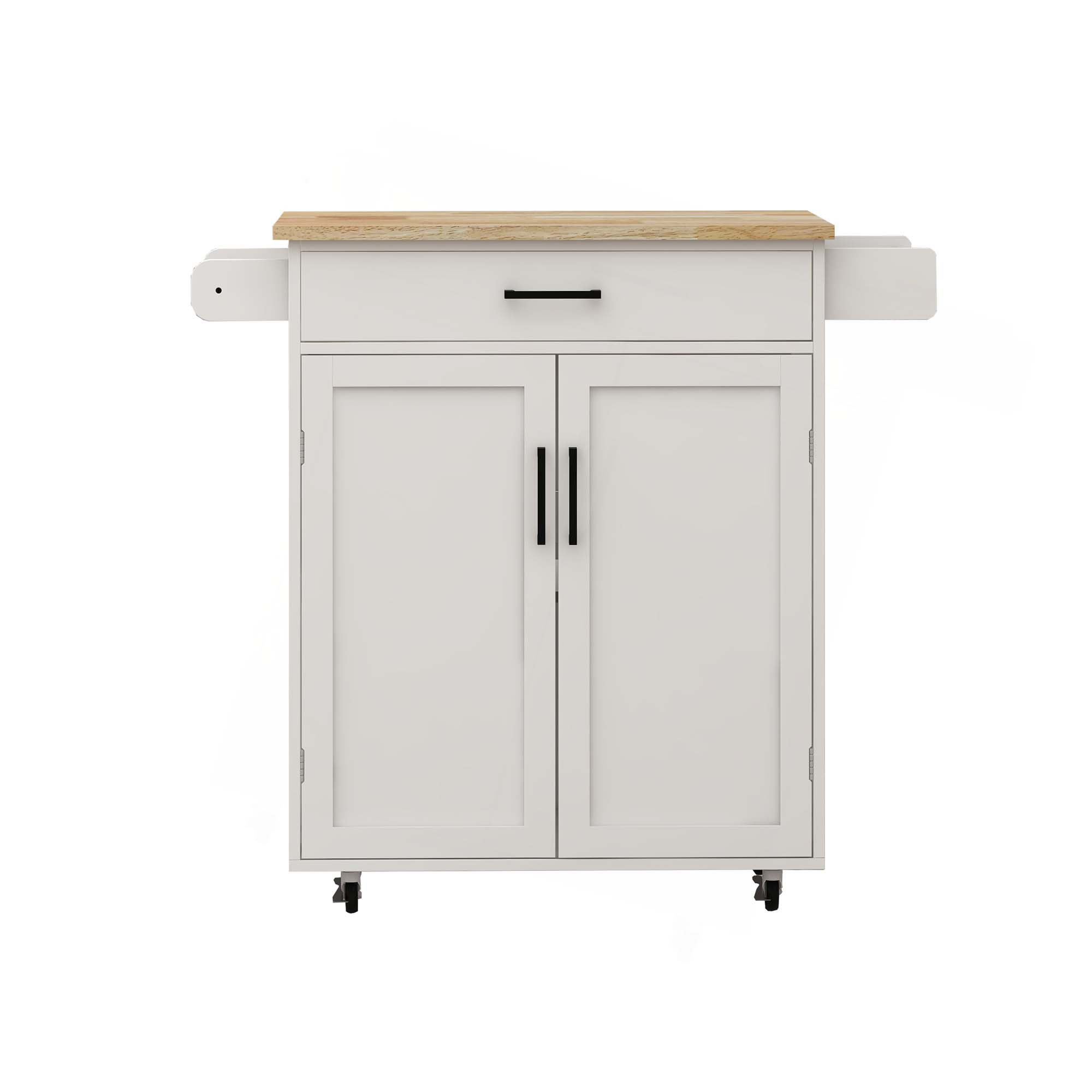 Winston Porter Kitchen Island Rolling Trolley Cart With 1 Drawer & 2 ...