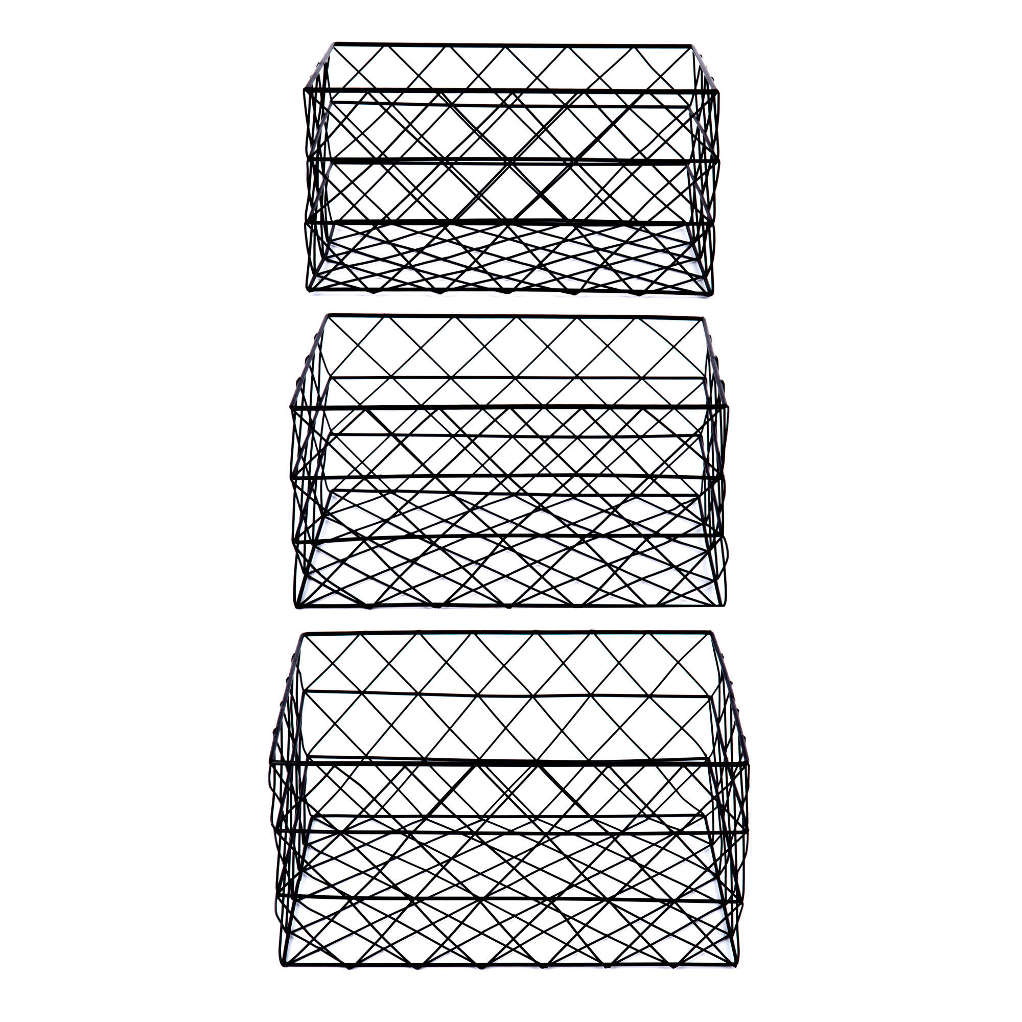 Brayden Studio® Geo Storage Wire 3 Piece Basket Set | Wayfair