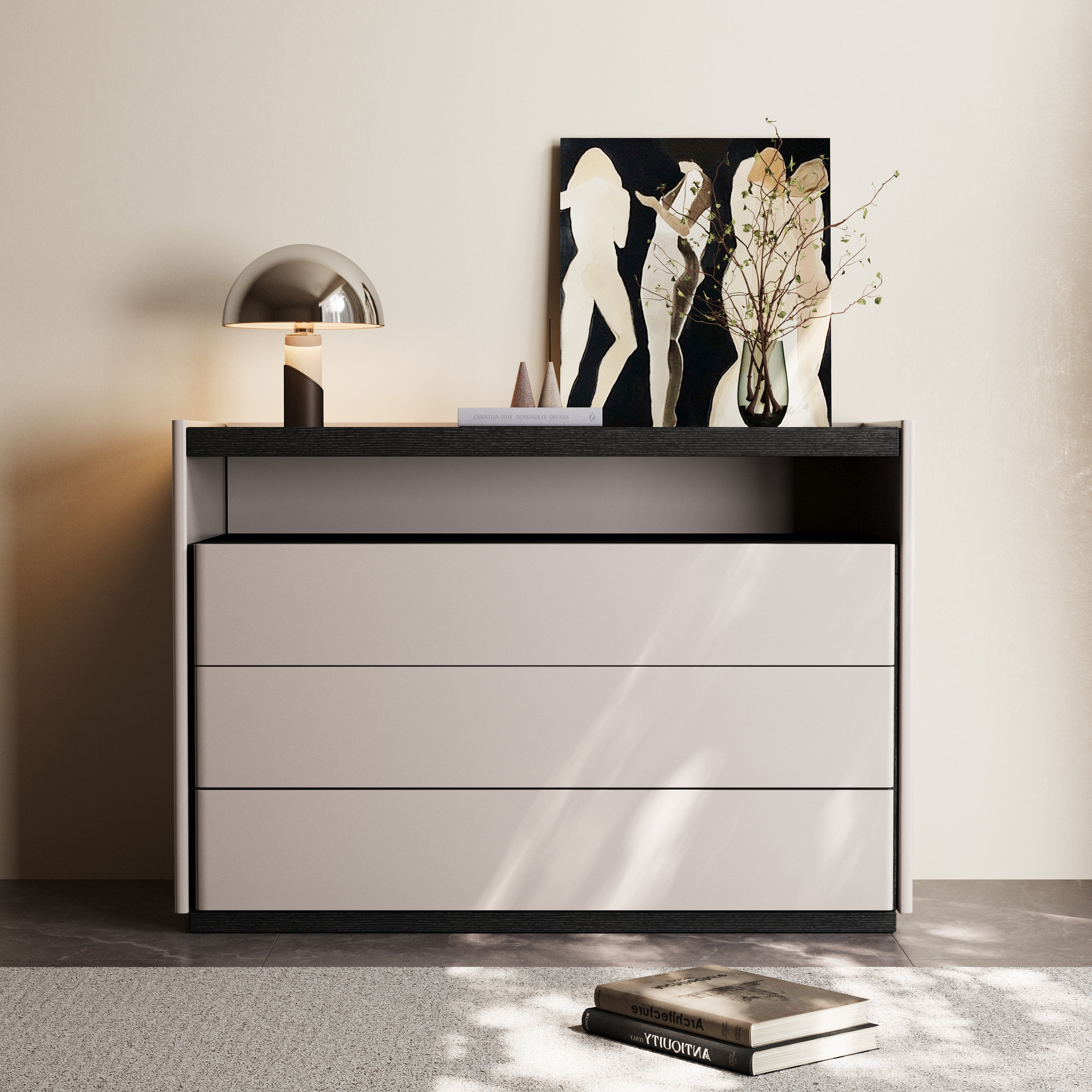 Latitude Run® 47.24 In. Three Drawer With One Open Storage Space | Wayfair