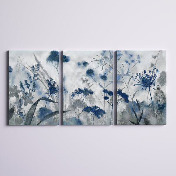 Lark Manor™ Inky Indigo - 3 Piece Picture Frame Print on Canvas ...