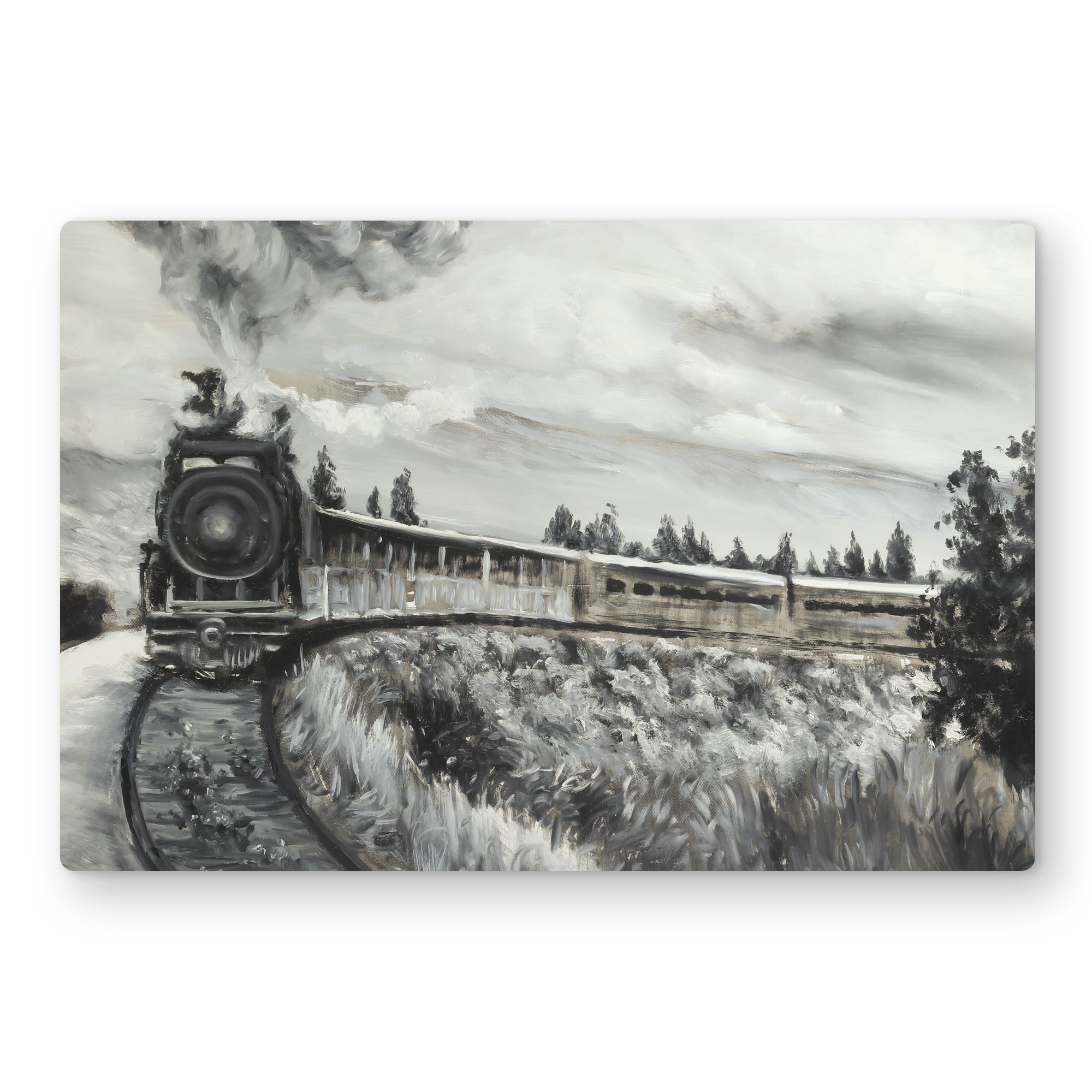 Begin Edition International Inc. Steam Engine Train Gray Metal Print ...