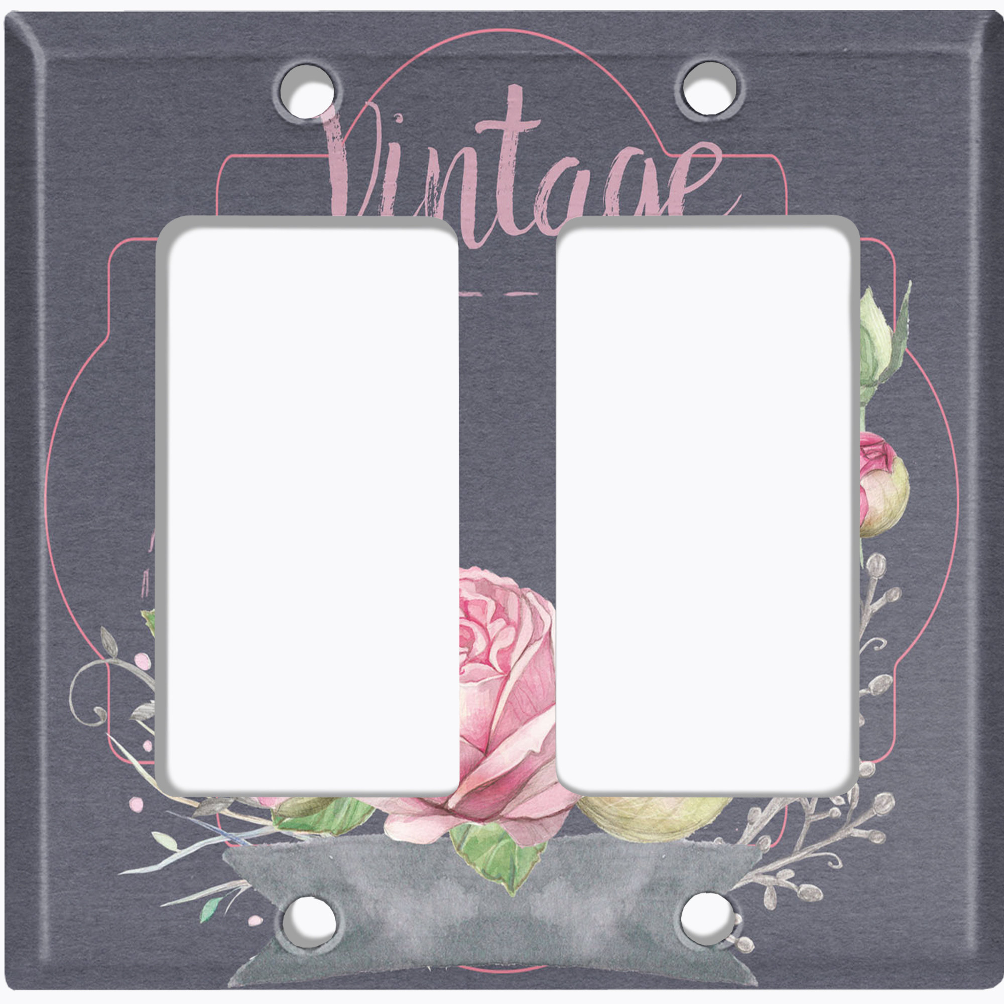 WorldAcc Vintage Roses Flower Frame 2-Gang Rocker Wall Plate | Wayfair