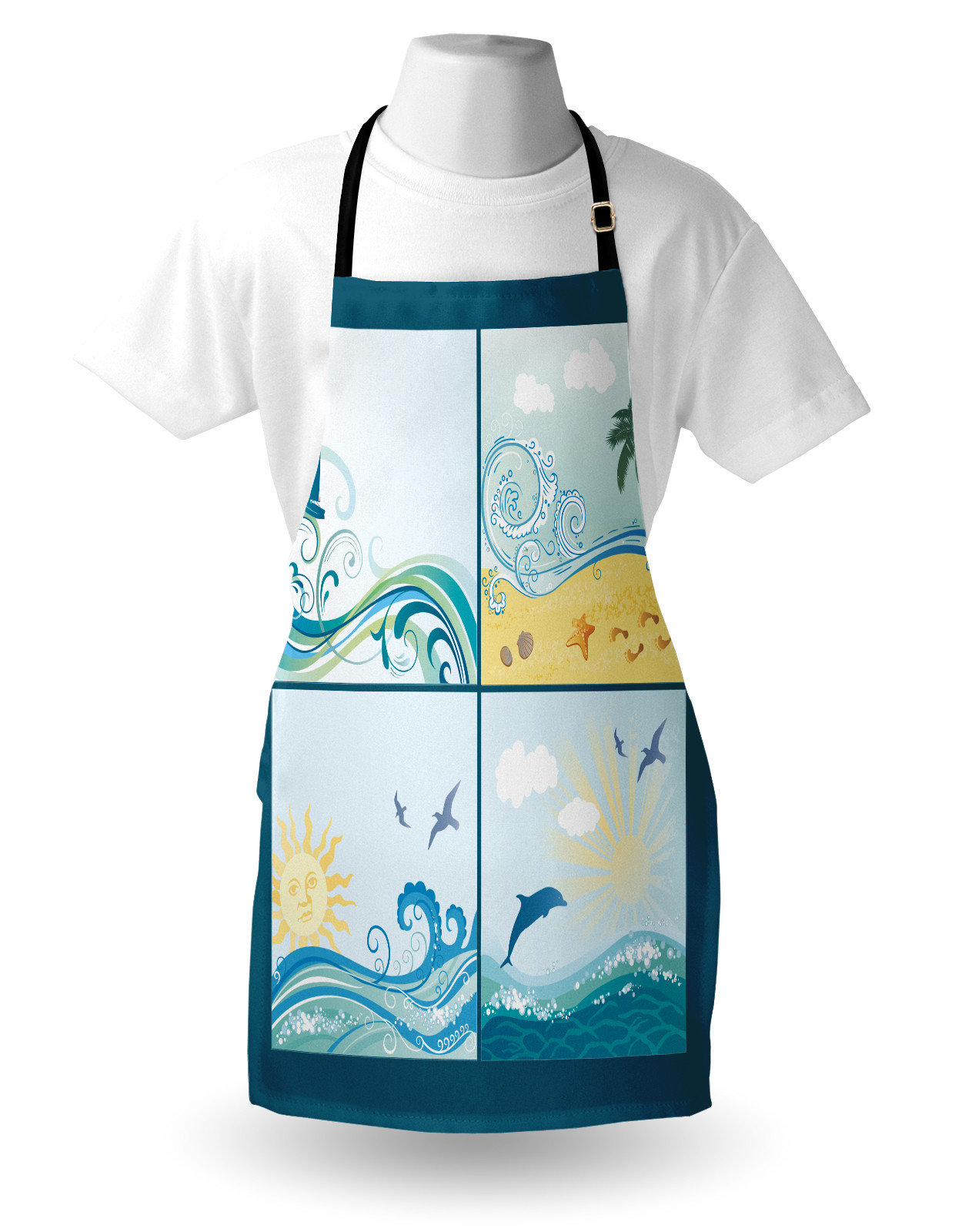 East Urban Home Beach Apron Unisex, Maritime Themed Waves, Adult Size ...