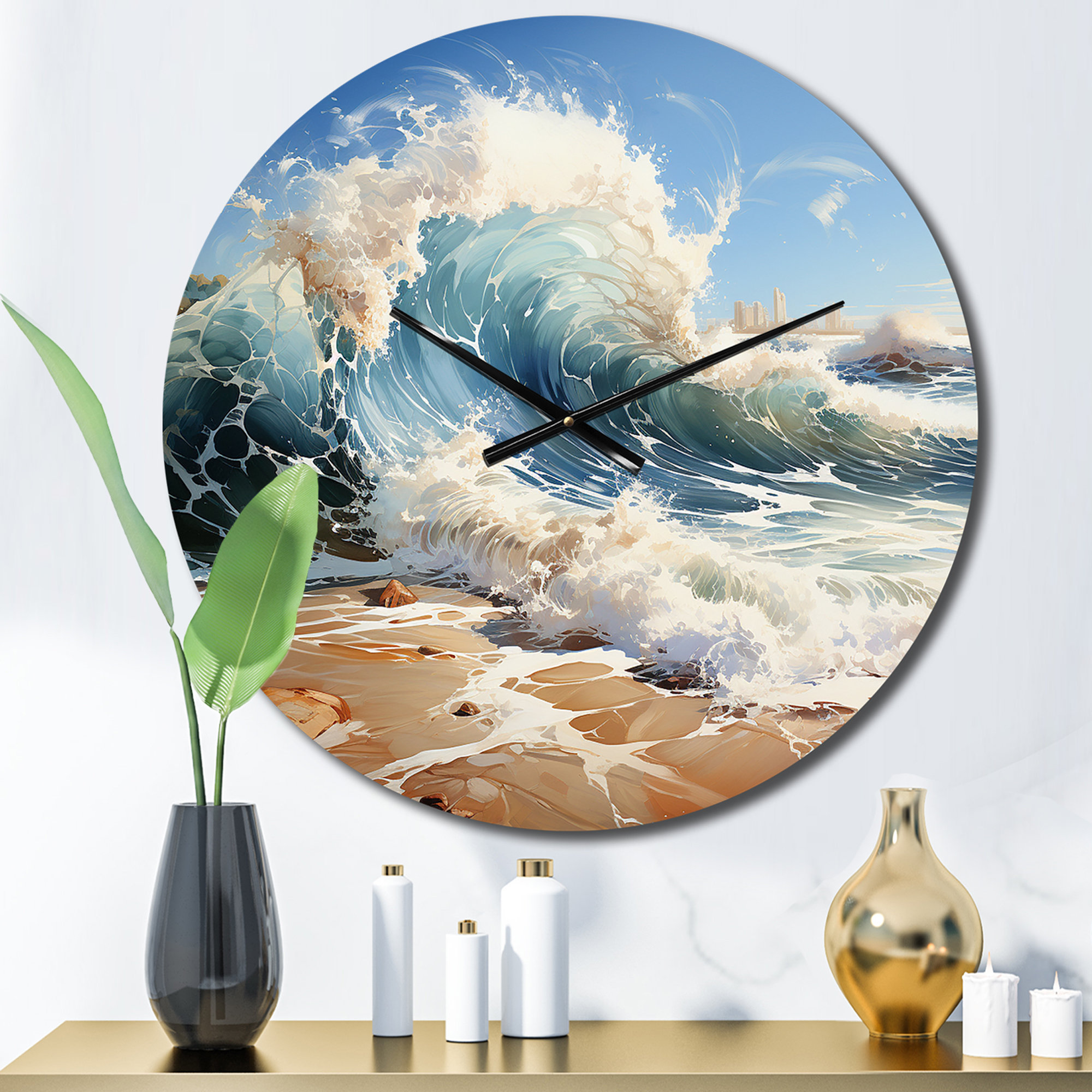 Design Art Beach Photo Coastal Symphony V Metal Wall Clock | Wayfair