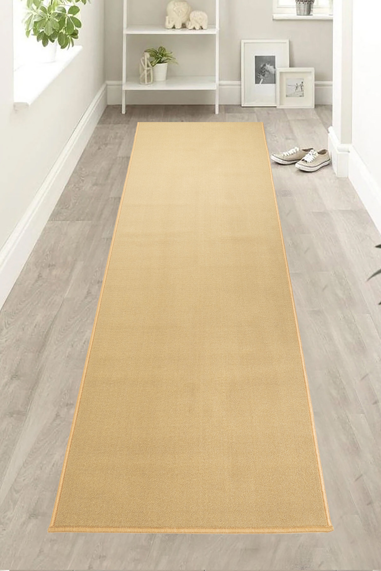 Ebern Designs Washable Anti Slip Low Pile Solid BEIGE Colour Abtin ...