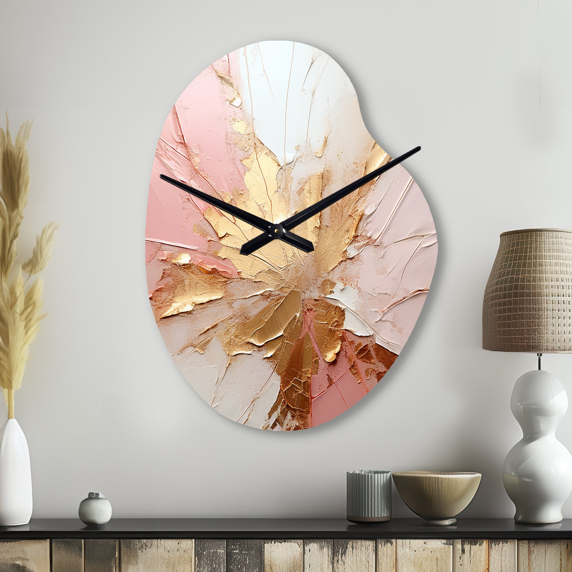 Design Art Gold And Pink Paint Fusion - Abstract Painting Asymmetrical ...