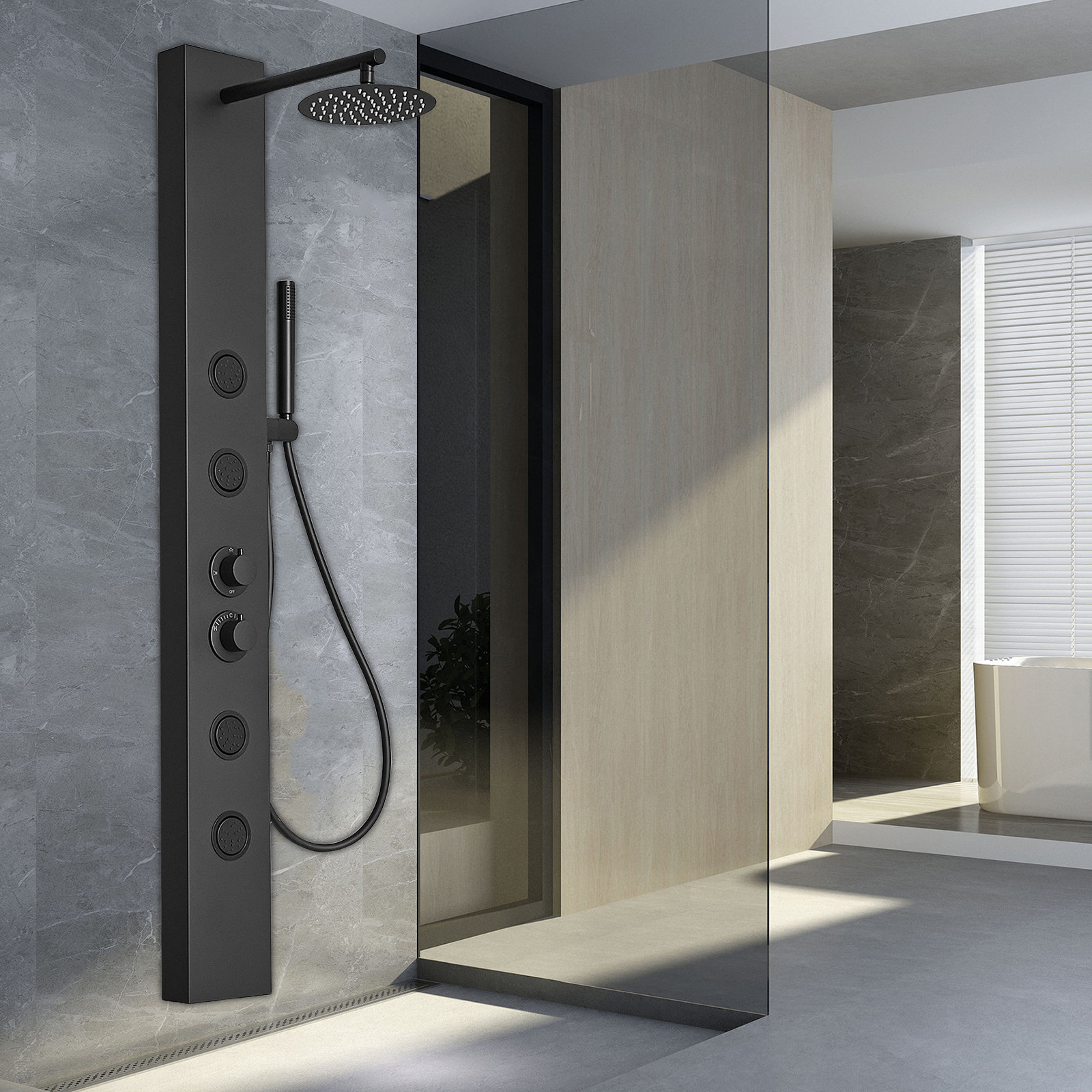 Greenspring Dual 3-In-1 4-Jet Rainfall Shower Panel System With ...