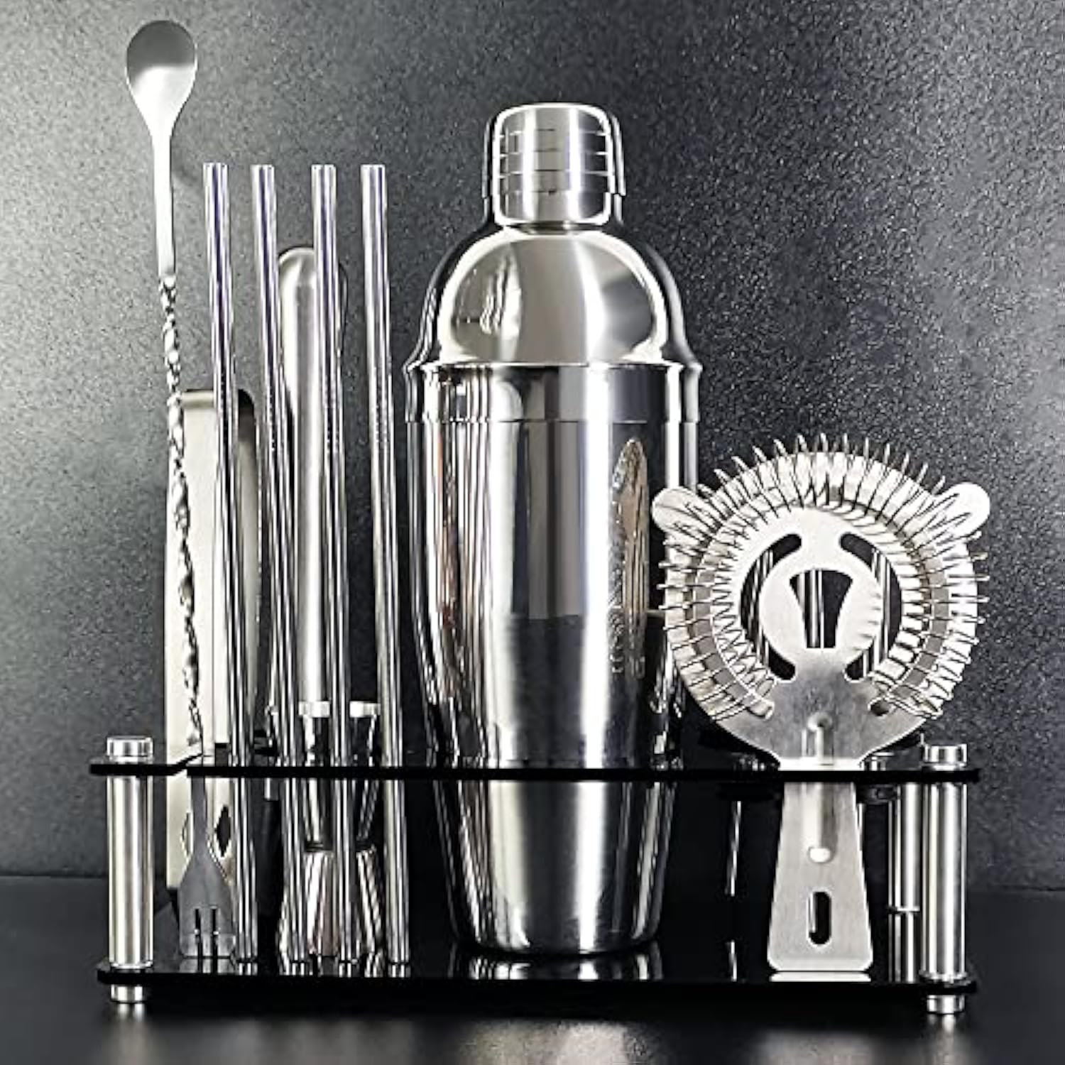 Prep & Savour Bartender Kit, 13 Piece Cocktail Shaker Set Stainless ...
